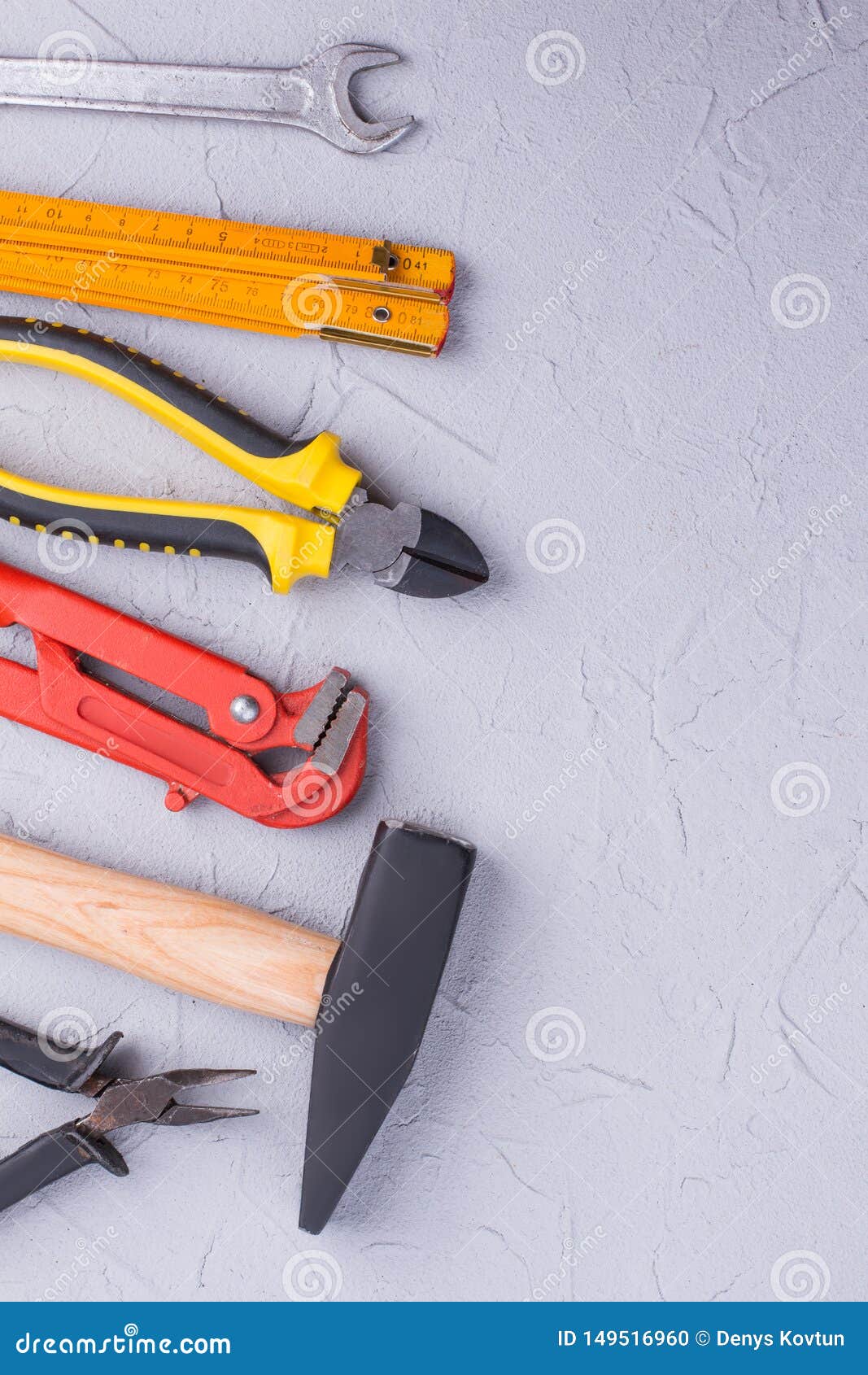 Various Construction Tools, Top View. Stock Photo - Image of folding ...