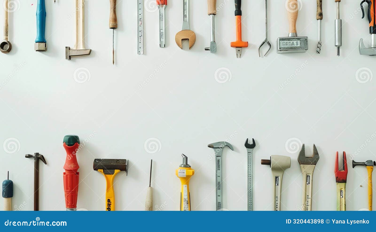 Various Construction Tools on a White Background. Concept of Building ...