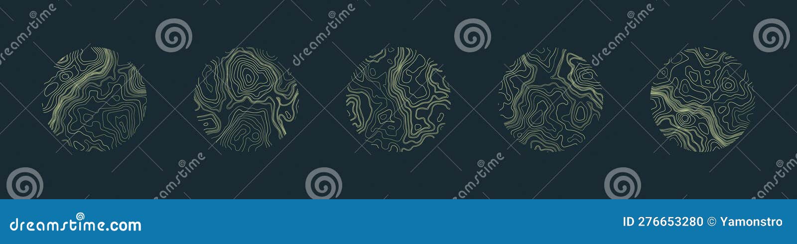 Various Contour Topographic Maps in Circles Vector Abstract Design ...