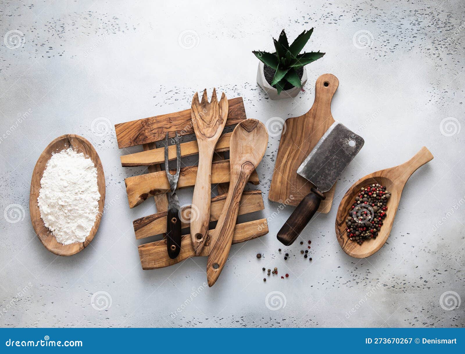 Various Cooking Utensils and Chopping Board Made from Olive Tree Stock ...