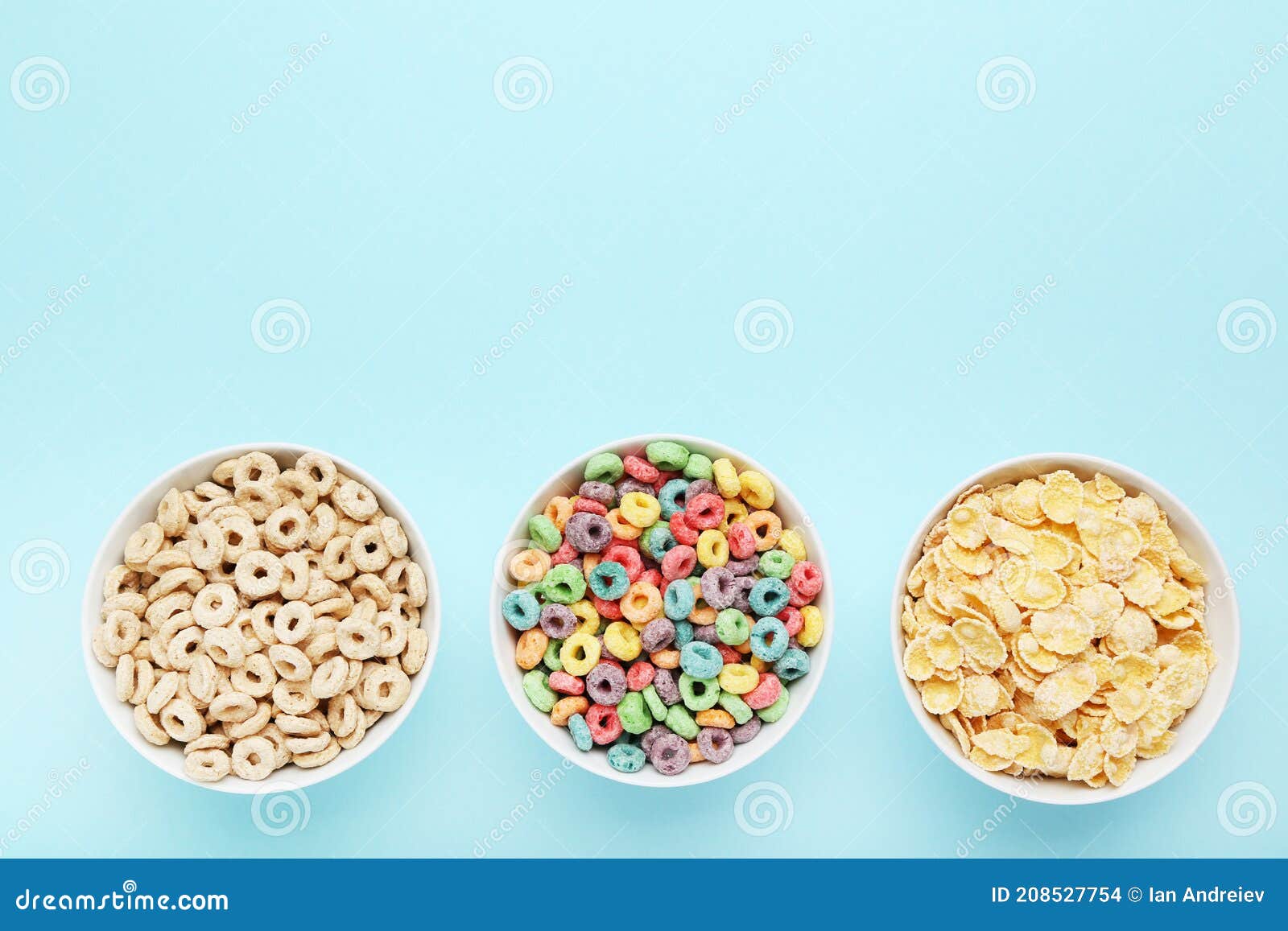 Various Corn Flakes in Bowls Stock Photo - Image of granola, group ...