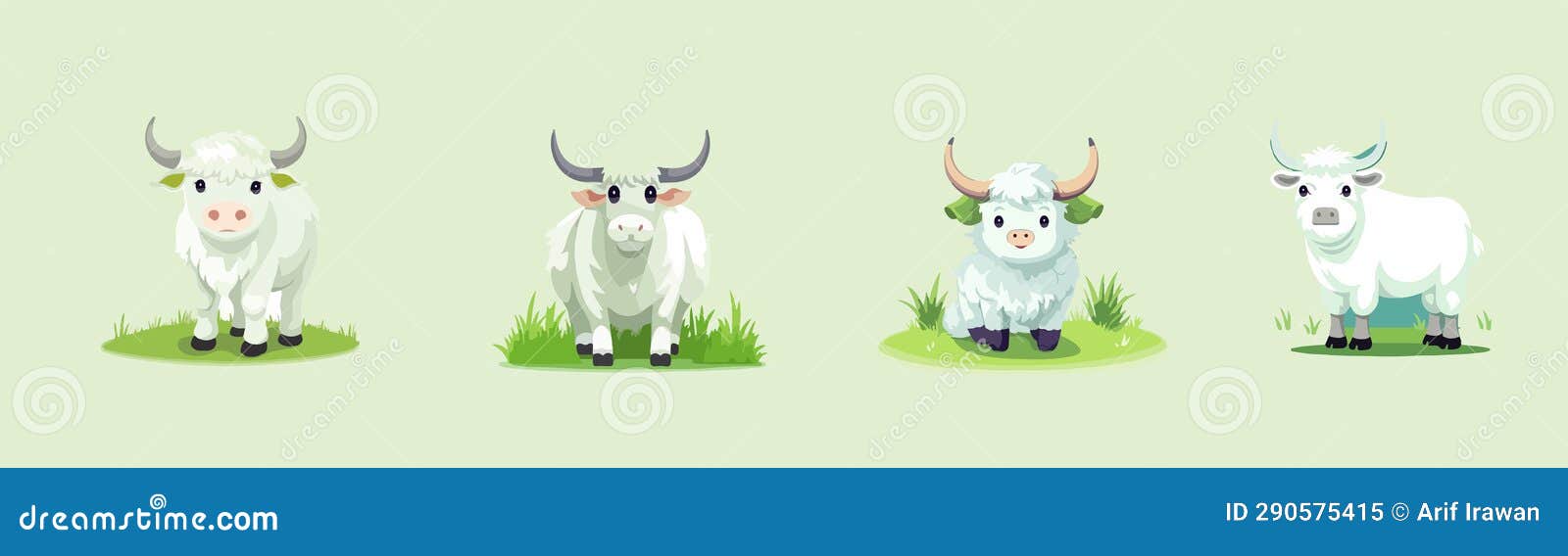 Set of Different Cow and Ox Cartoon Vector Stock Illustration ...