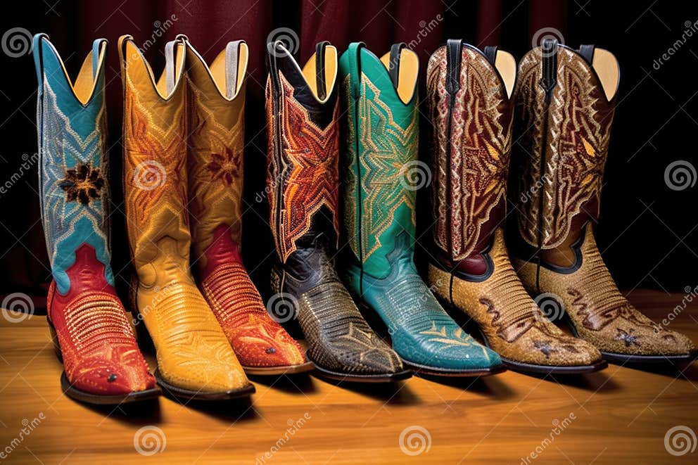 Various Cowboy Boot Stitching Patterns Displayed Stock Illustration ...