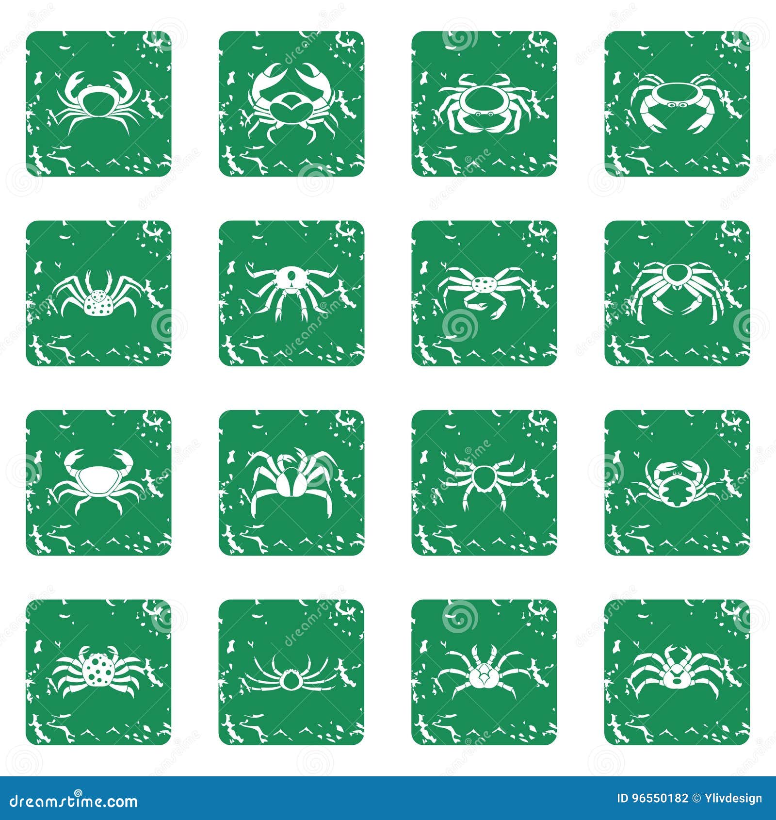 Various Crab Icons Set Grunge Stock Vector - Illustration of crustacean ...
