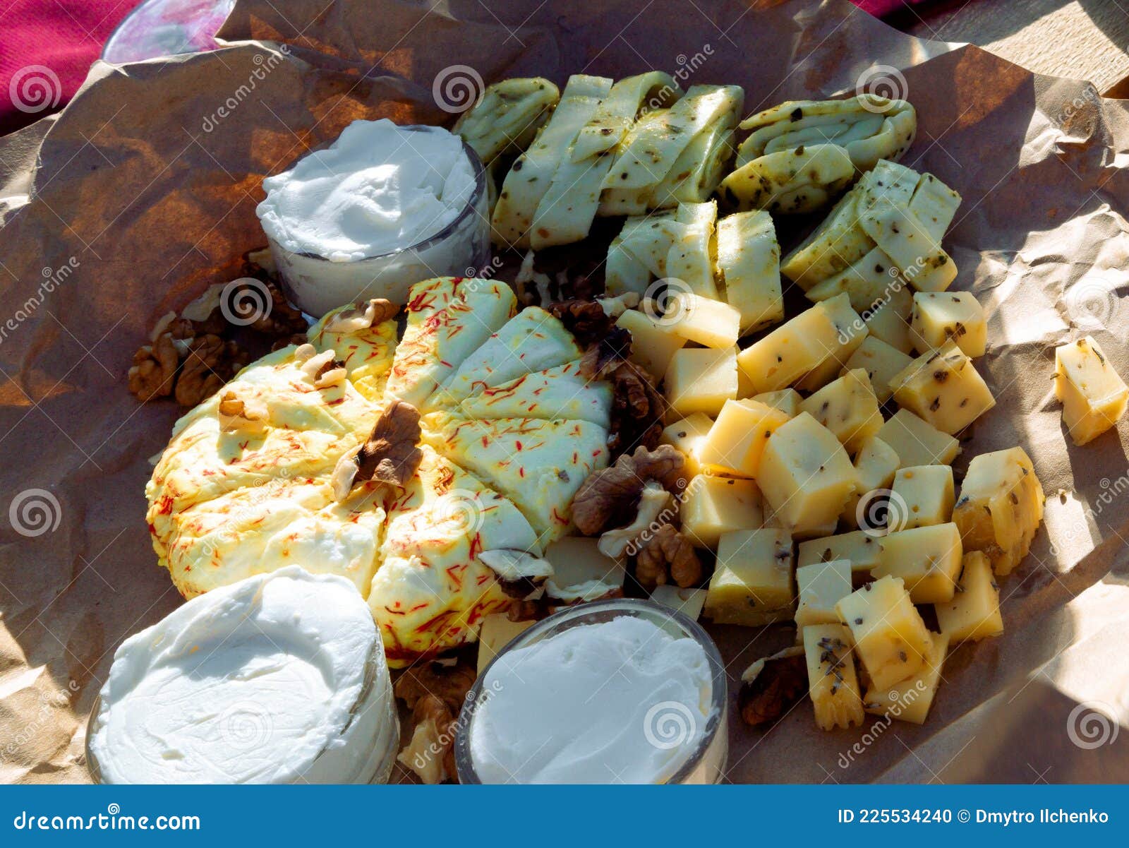 Various Craft Cheese on Paper Stock Photo - Image of food, organic ...