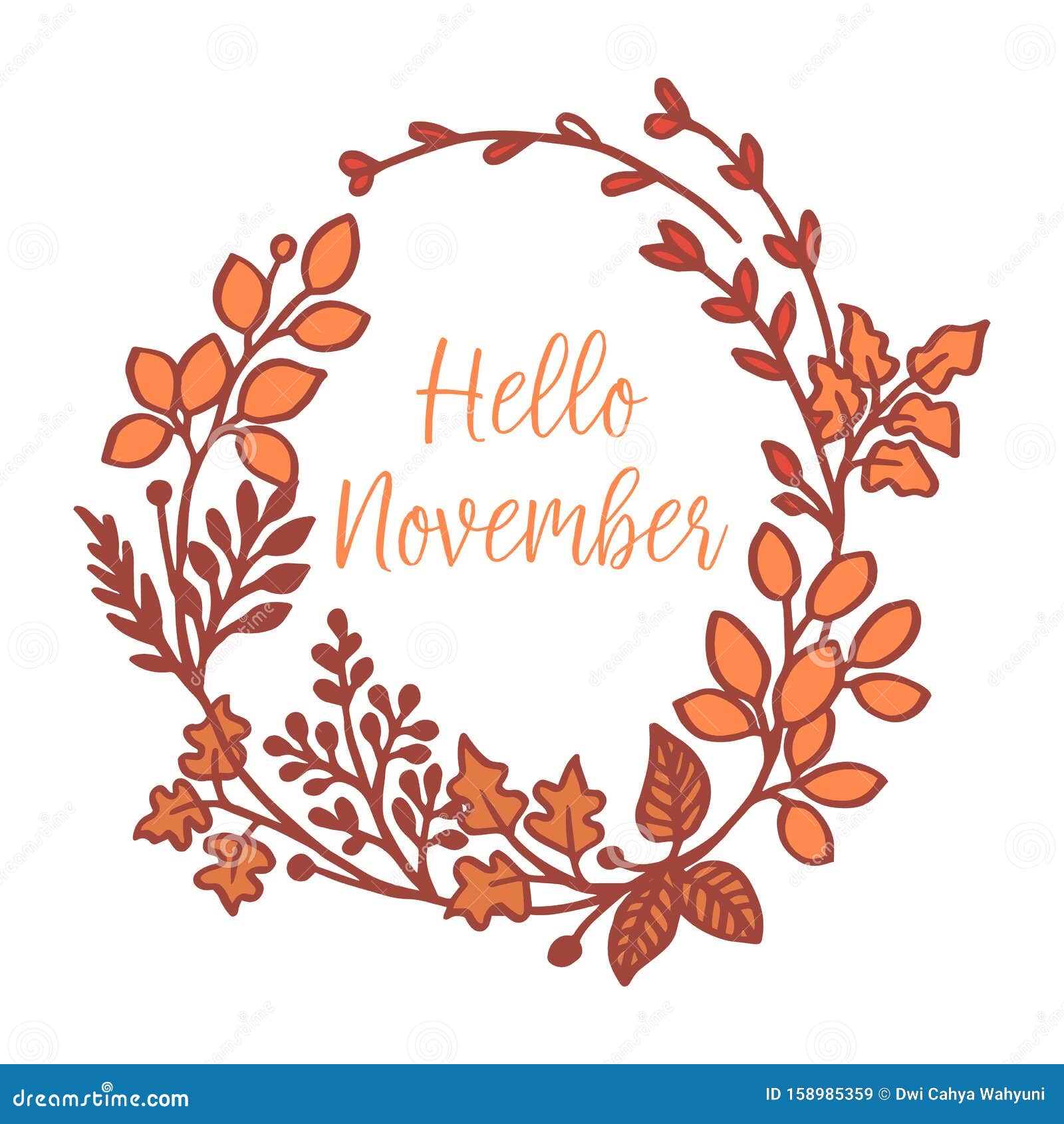 Various Crowd of Leaf Frame, for Handwritten of Modern Hello November ...