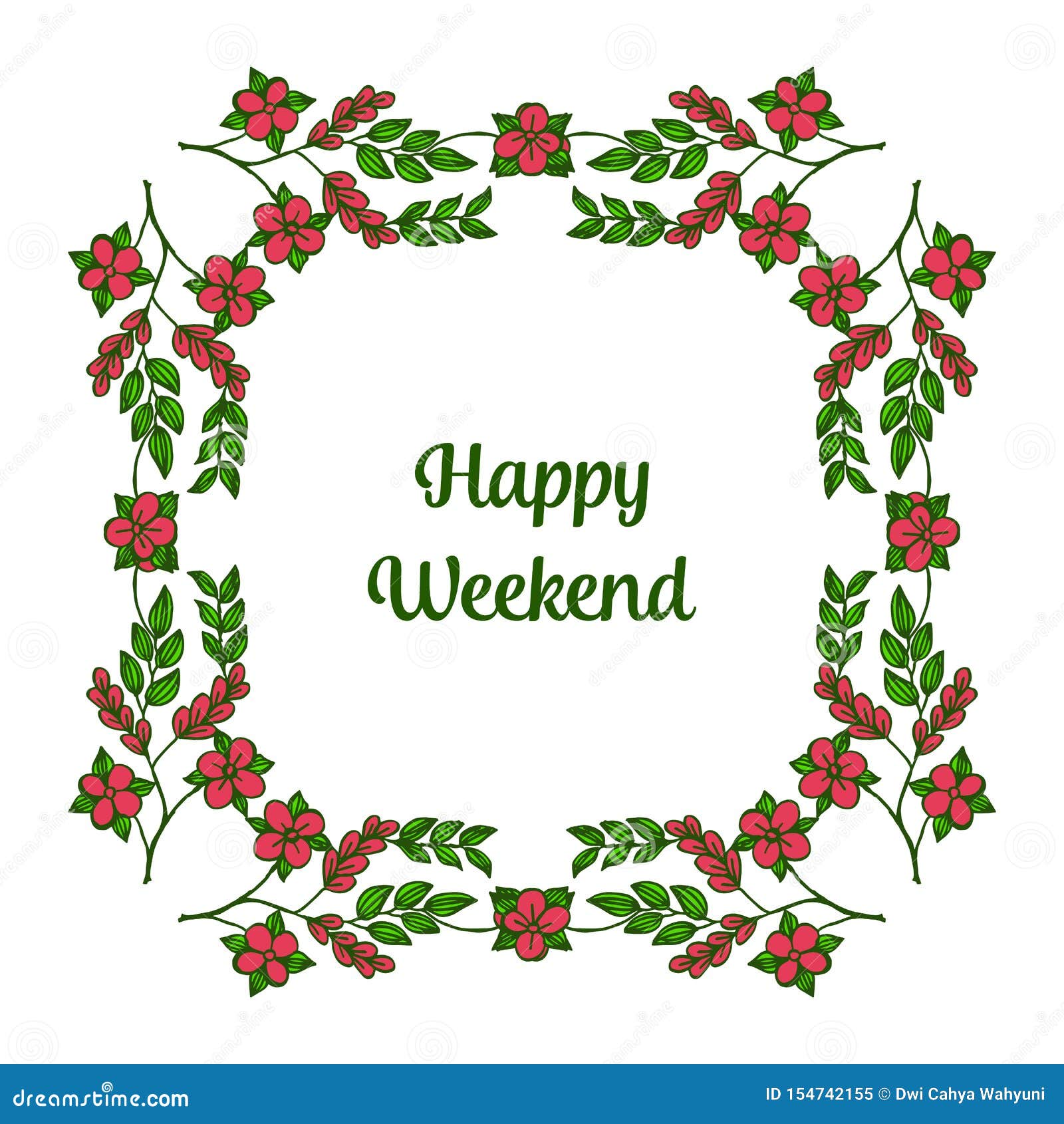 Various Crowd of Red Wreath Frame, for Calligraphic of Happy Weekend ...