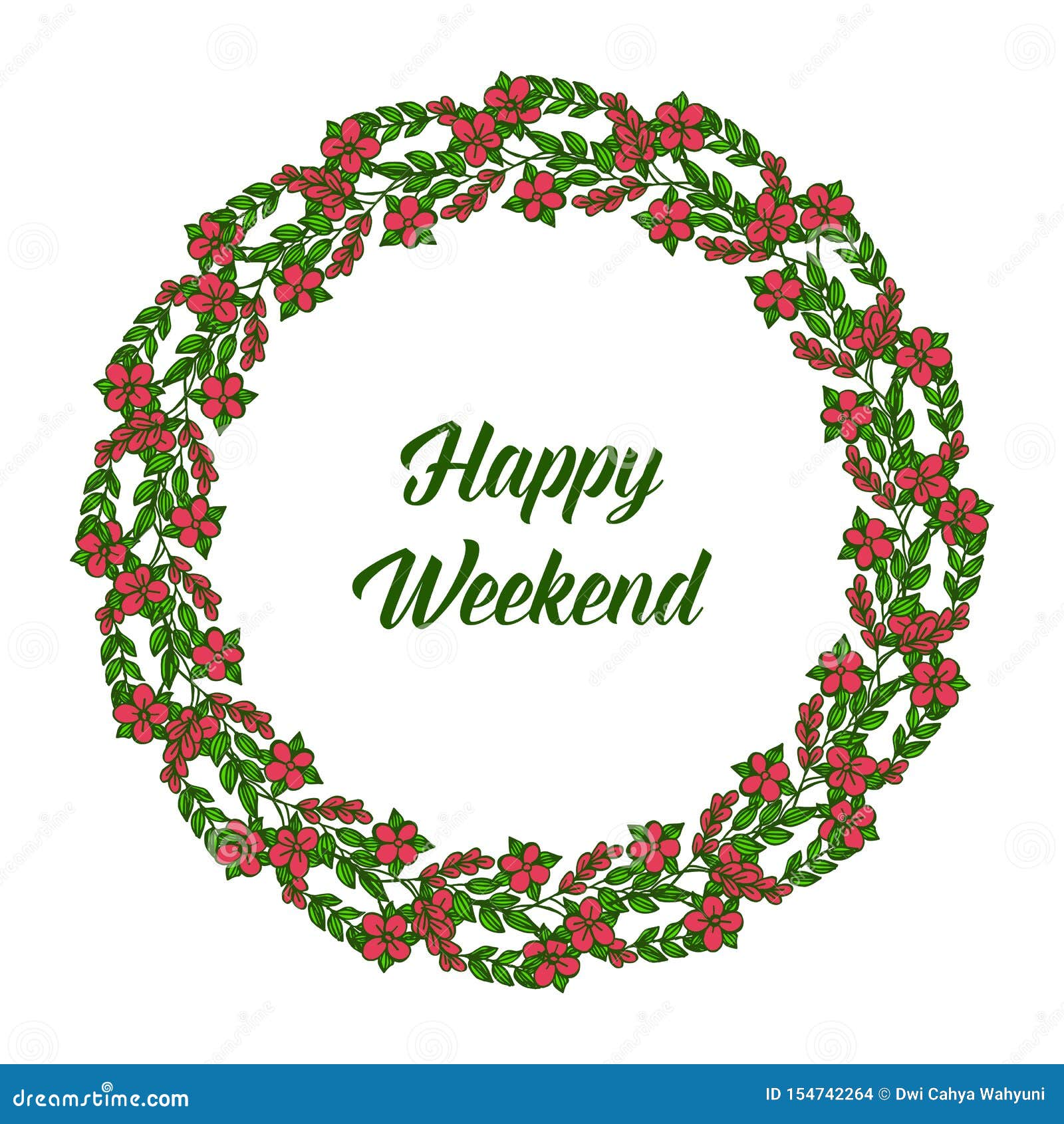 Various Crowd of Red Wreath Frame, for Calligraphic of Happy Weekend ...