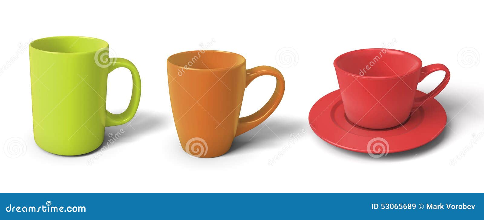 Various Cups of Different Colors Stock Illustration - Illustration of ...