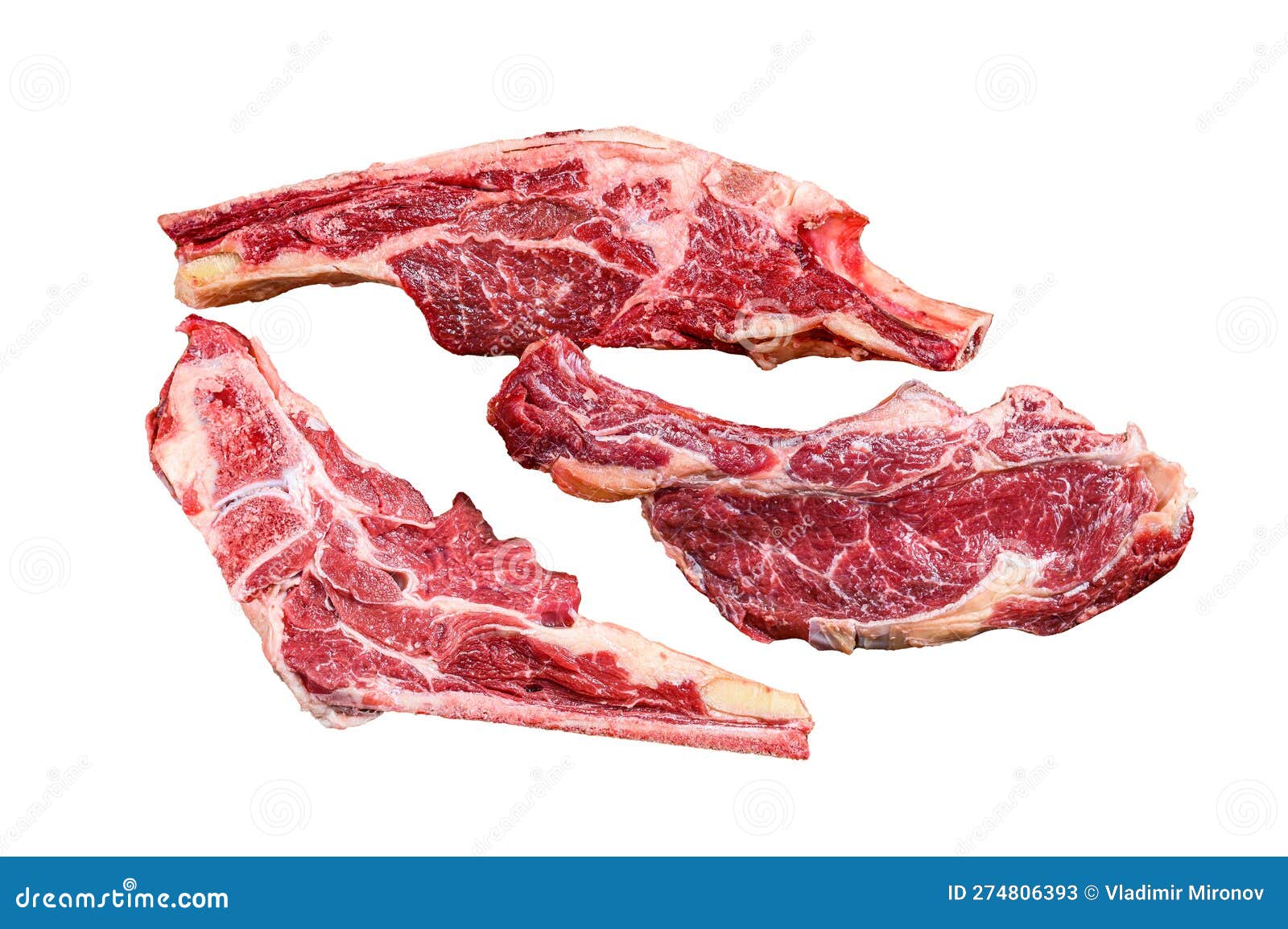 Various Cuts of Raw Beef Meat. Isolated on White Background. Stock ...