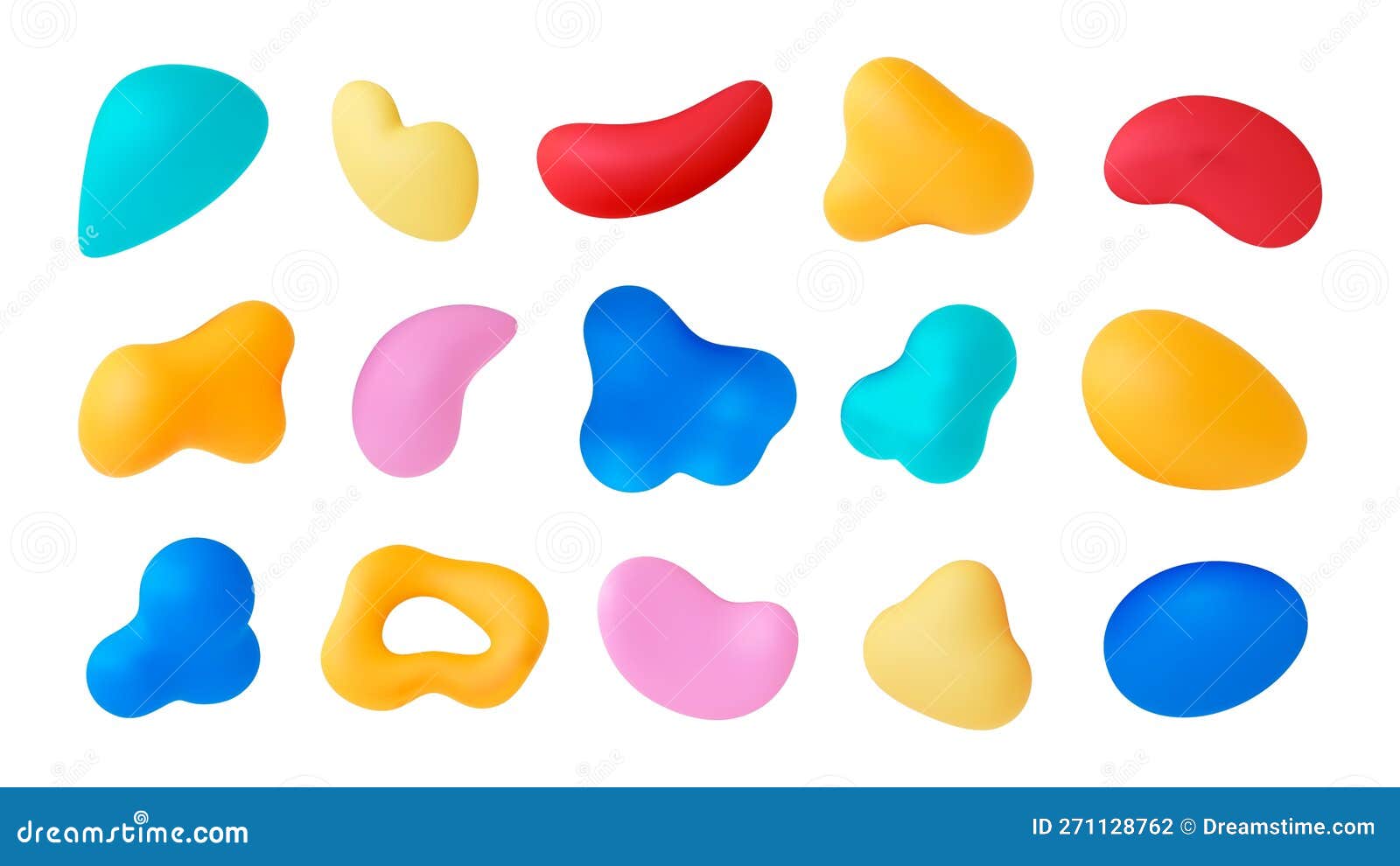 Various 3d Abstract Modern Shapes. Isolated Liquid Forms, Plasticine ...