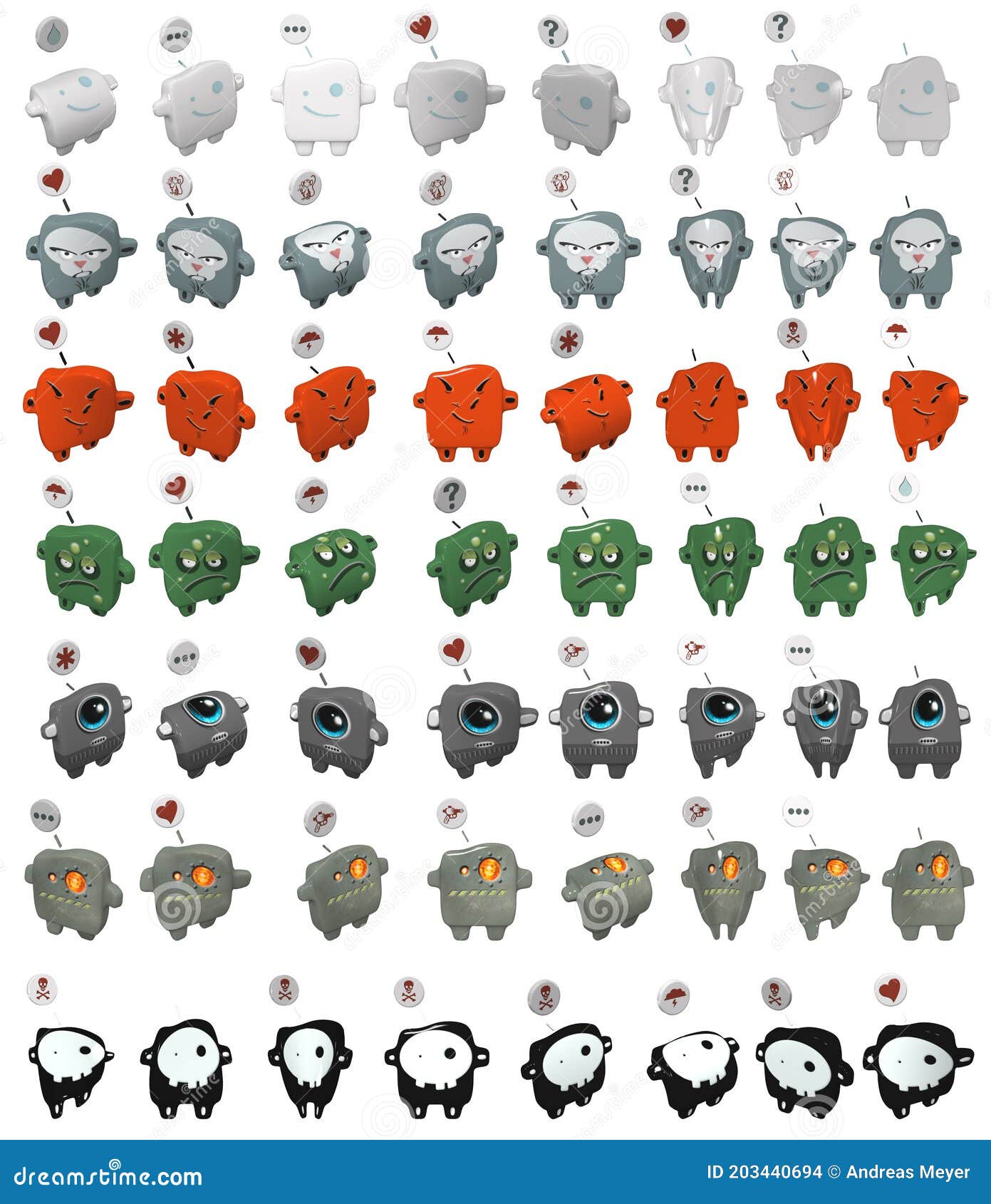 Various 3d icons stock illustration. Illustration of face - 203440694