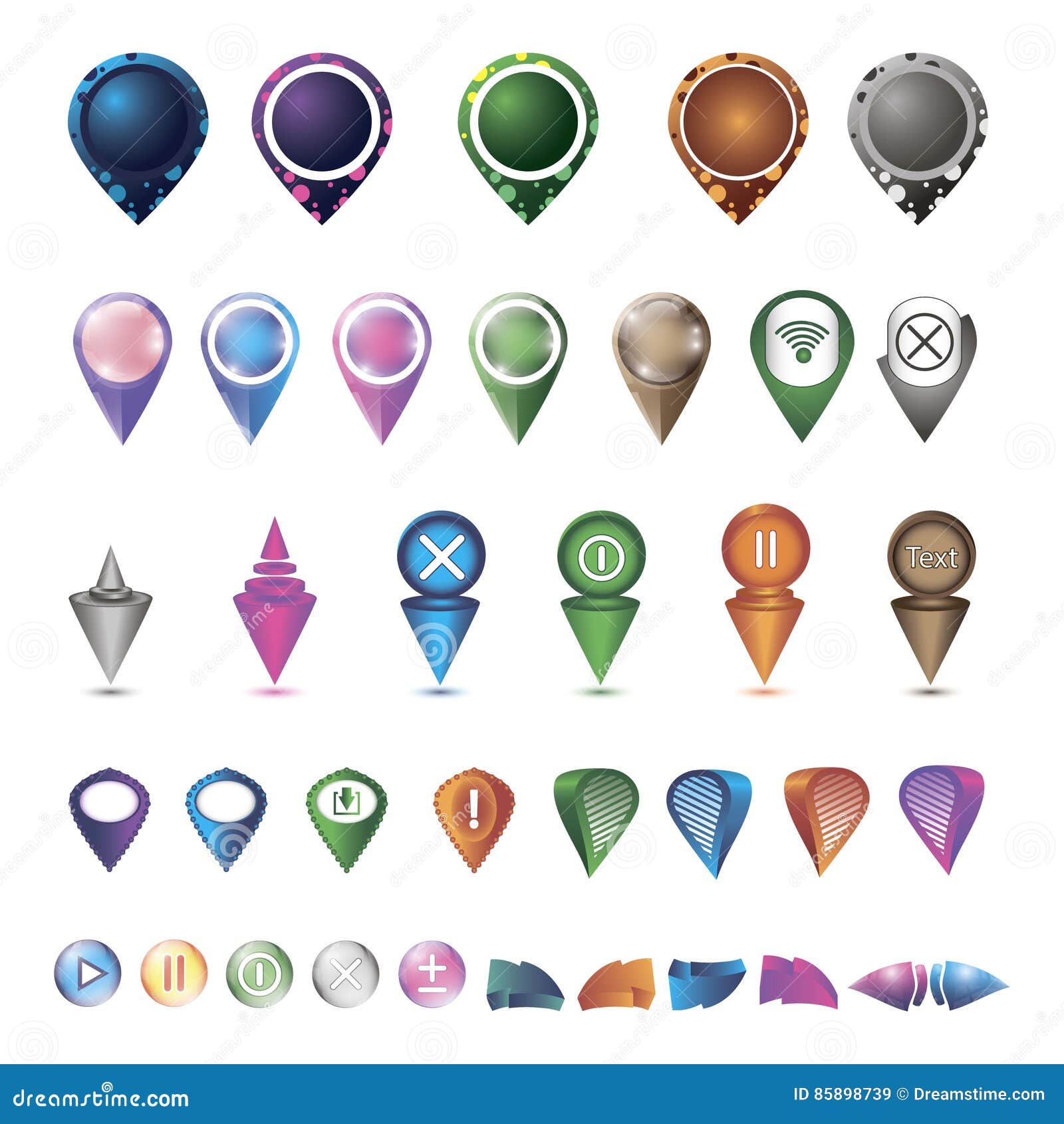 Various 3d Pointers Card Labels Stock Vector - Illustration of label ...