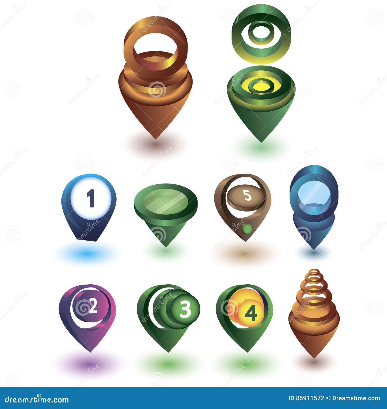 Various 3d Pointers Card Labels Stock Vector - Illustration of location ...