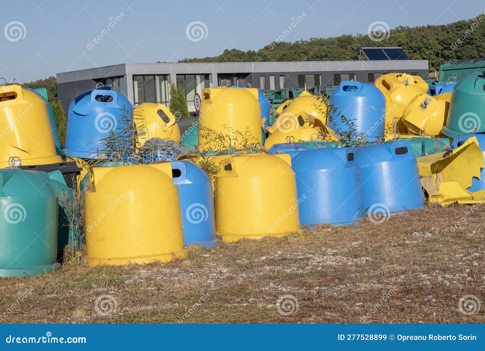 Various Damaged and Discarded Recycling Containers Stock Image - Image ...