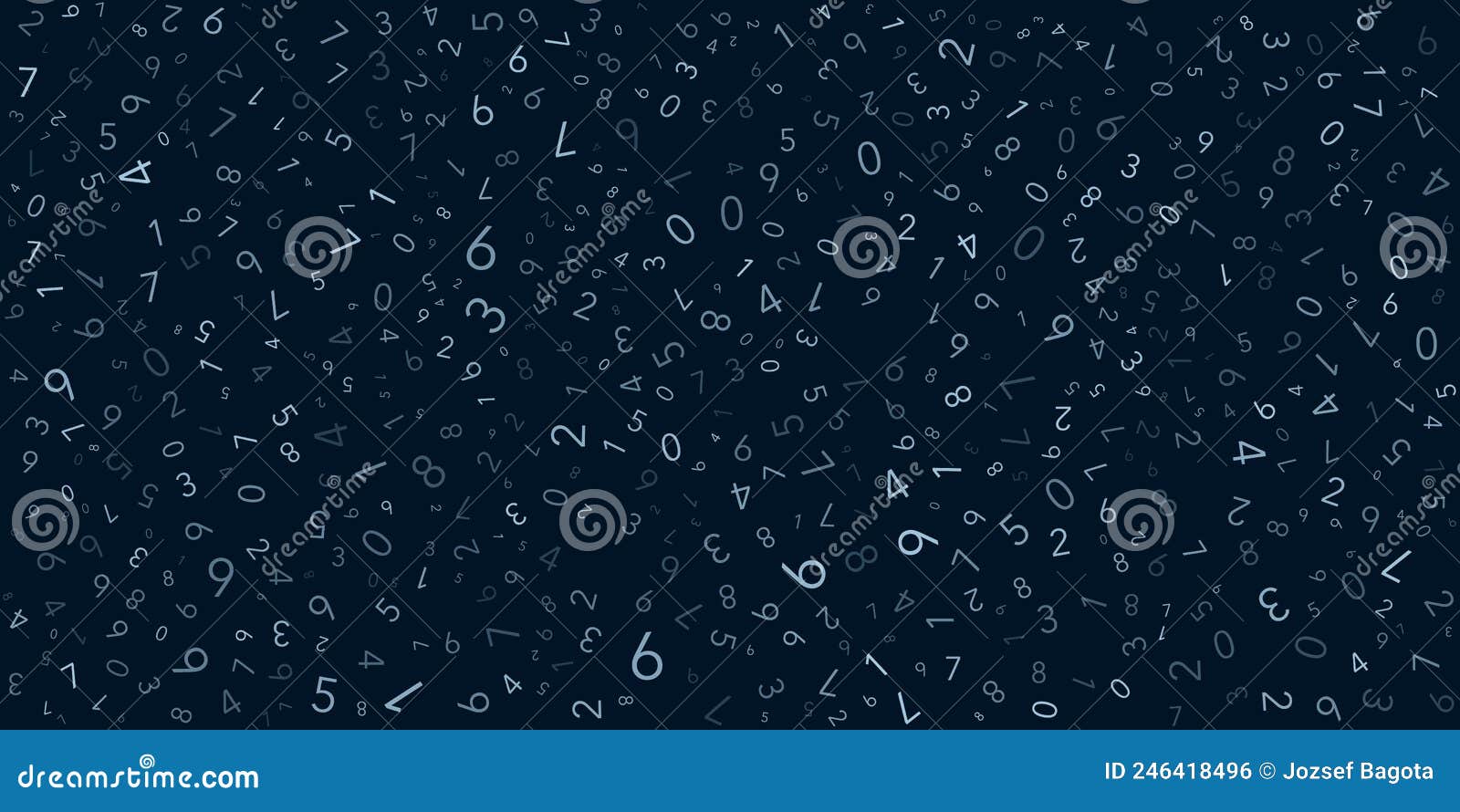 Various Dark Colorful Randomly Placed, Sized and Oriented Numbers ...