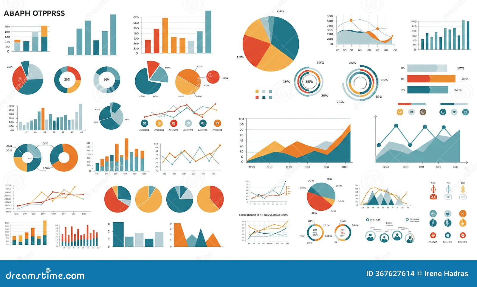 Various Data Visualization Elements Including Bar Charts, Line Graphs ...