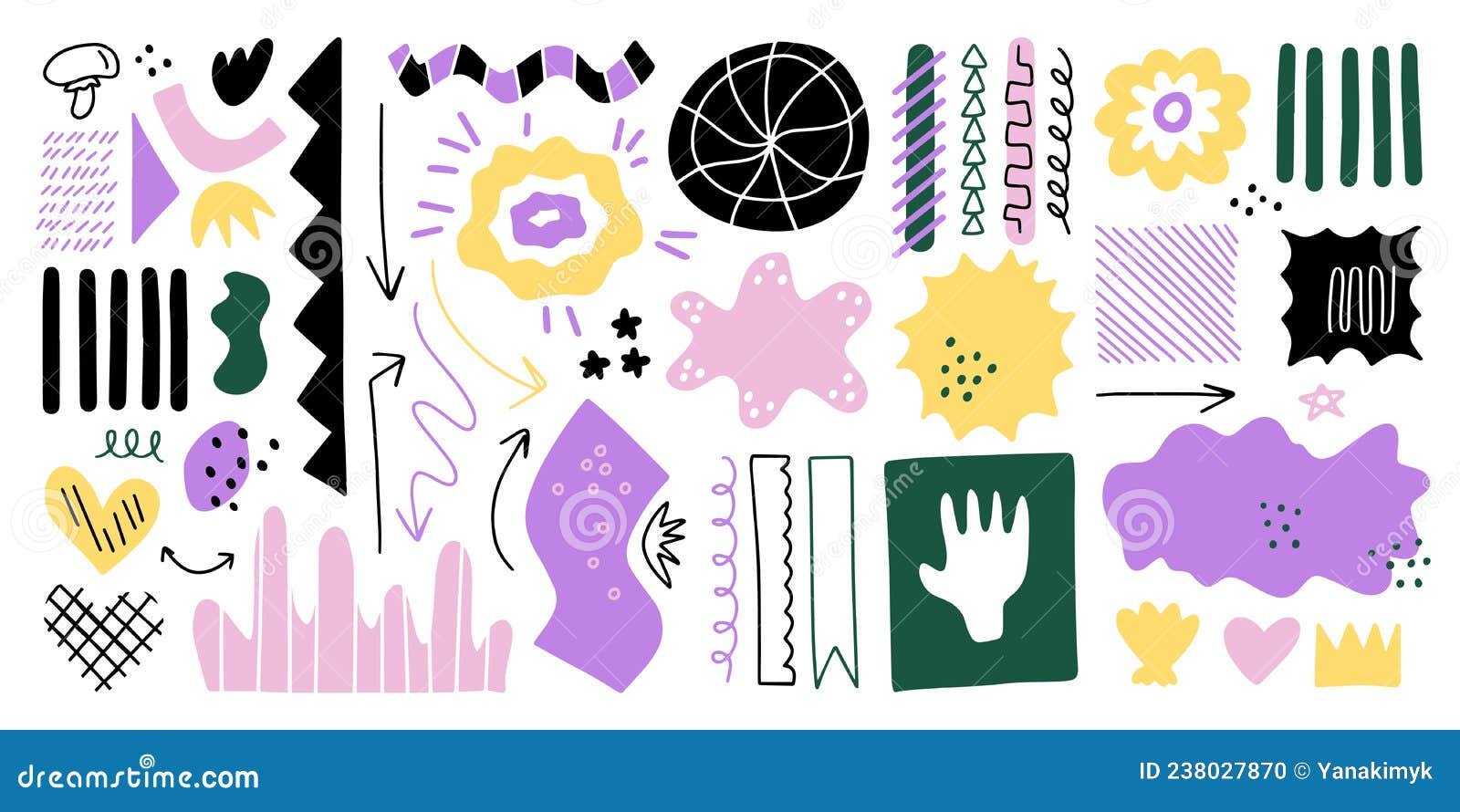 Various Decorative Abstract Shapes. Hand-drawn Creative Print Design ...