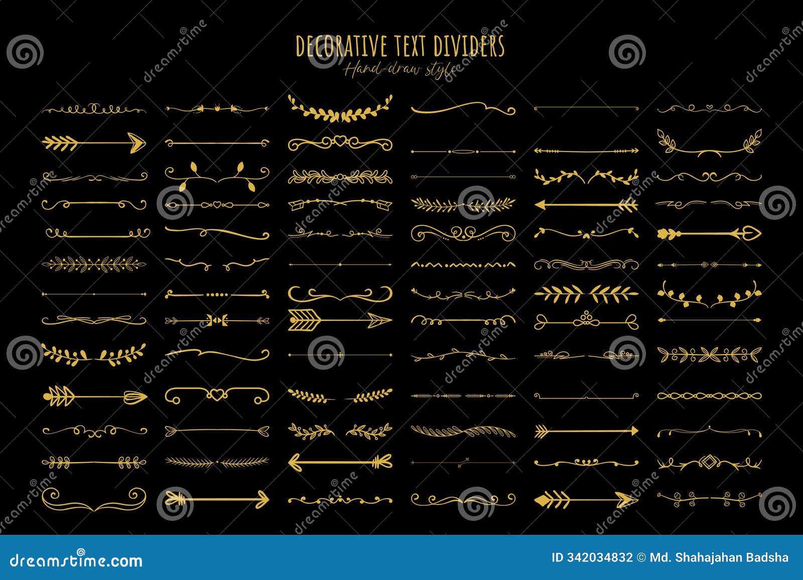 Various Decorative Text Dividers Set Stock Illustration - Illustration ...
