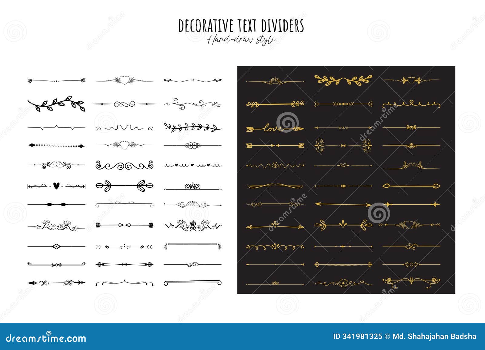 Various Decorative Text Dividers Set Stock Illustration - Illustration ...