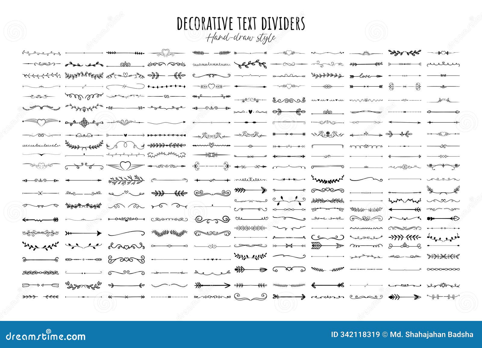 Various Decorative Text Dividers Set Stock Illustration - Illustration ...