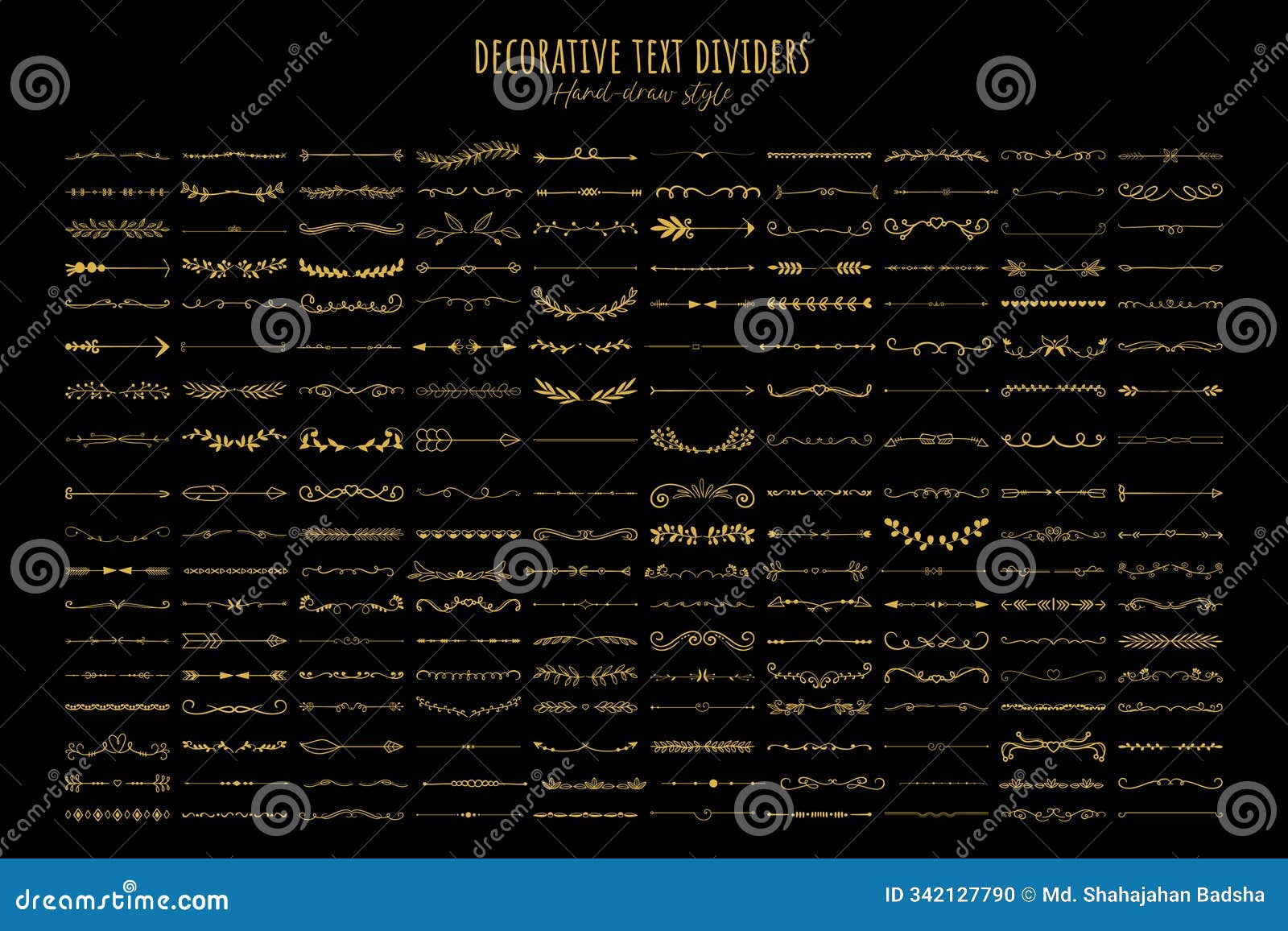 Various Decorative Text Dividers Set Stock Illustration - Illustration ...