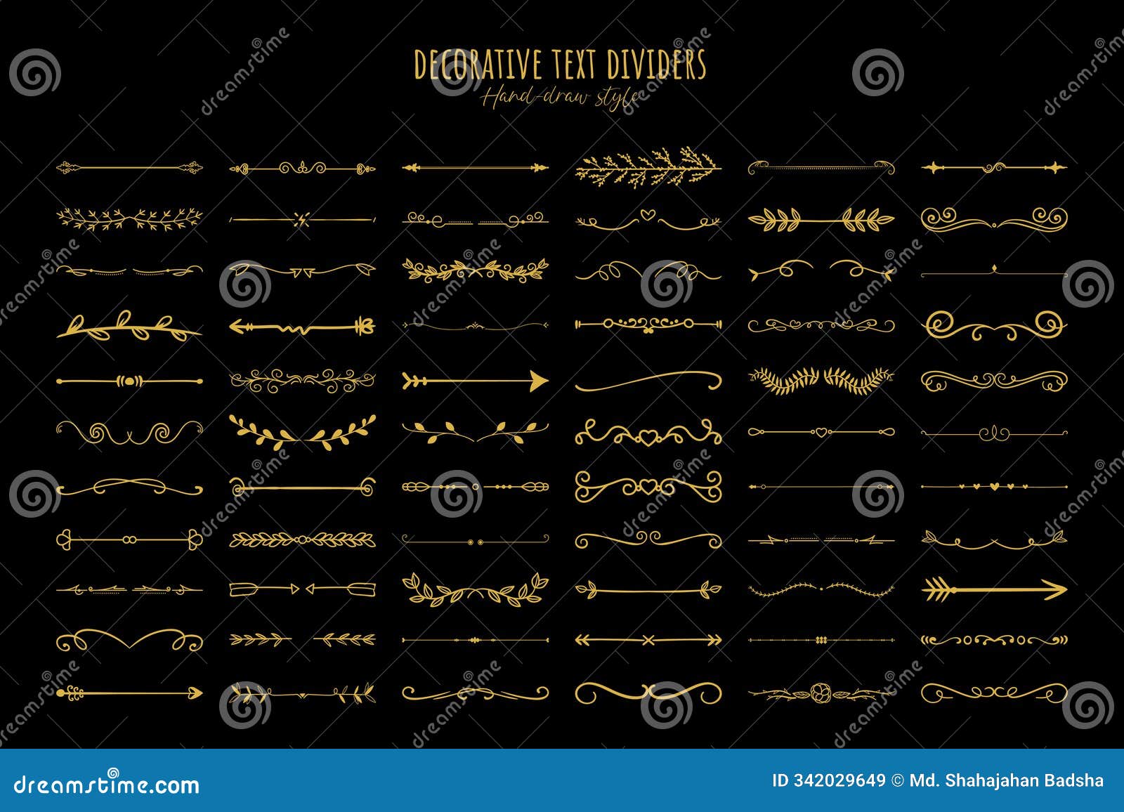 Various Decorative Text Dividers Set Stock Illustration - Illustration ...