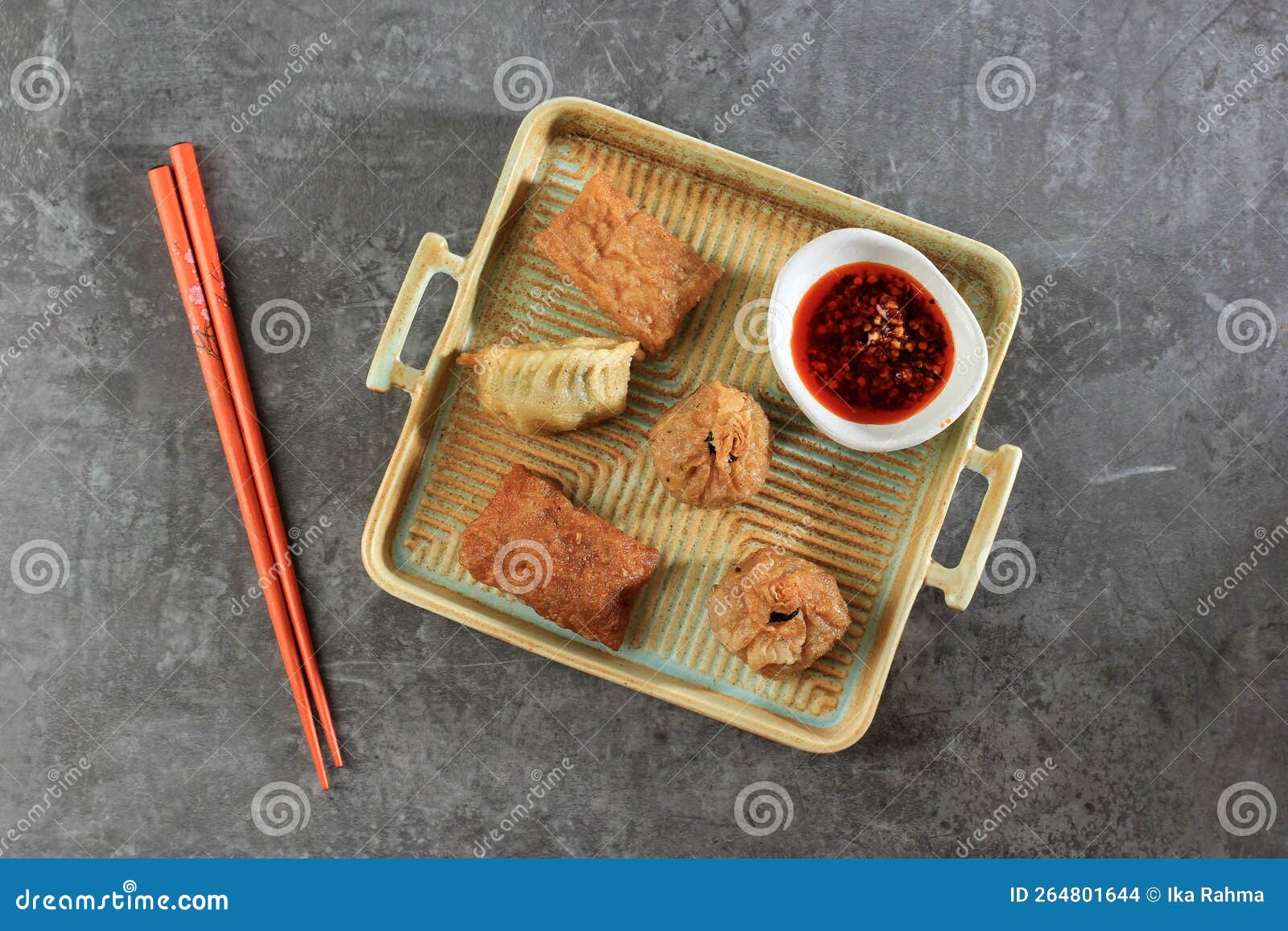 Various Deep Fried Dim Sum Dumpling Served with Chilli Oil Stock Photo ... Various Deep Fried Dim Sum Dumpling Served with Chilli Oil Stock Photo ...