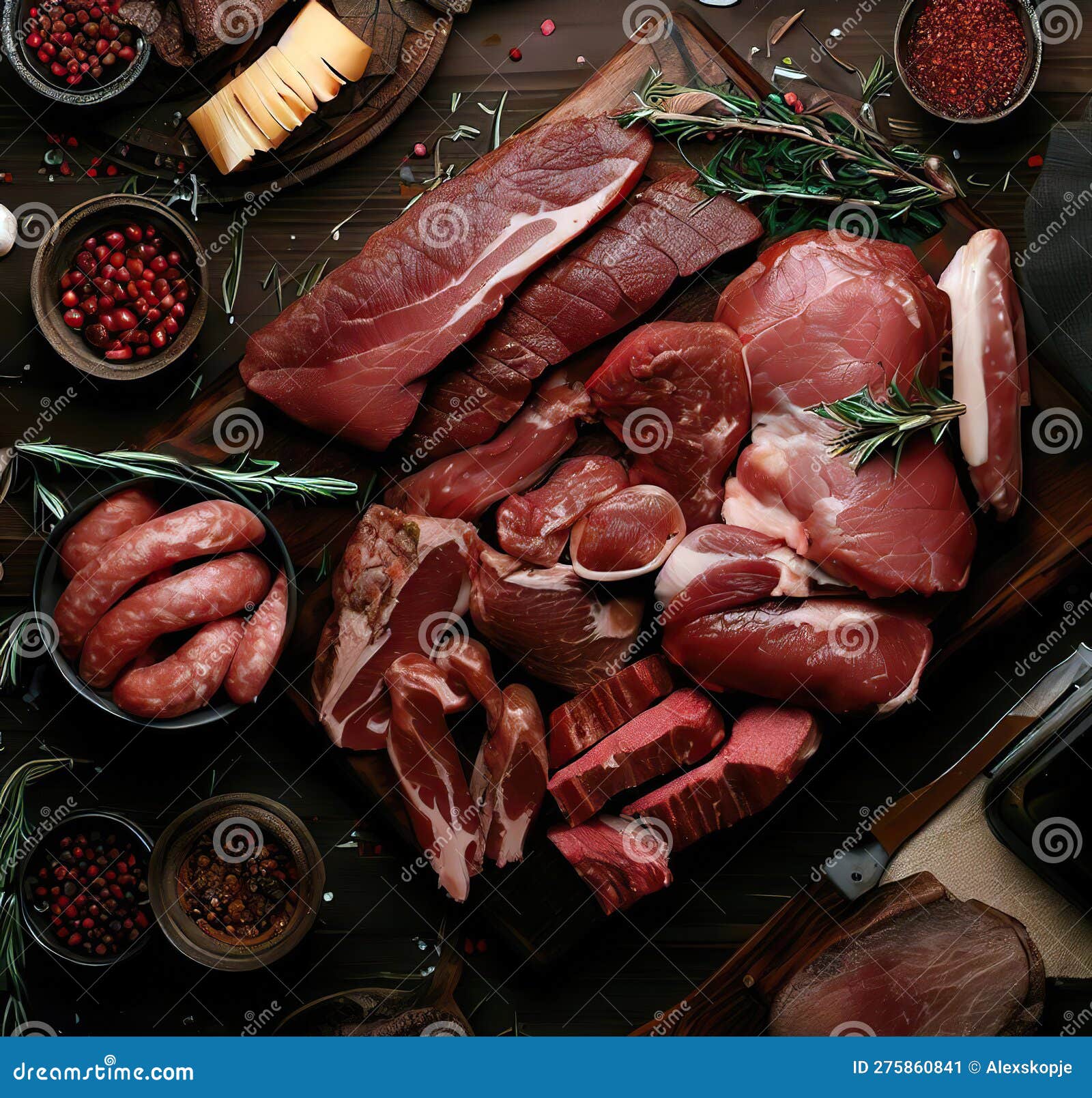 Various Delicious Grilled Meat Top View Shot Stock Image - Image of ...