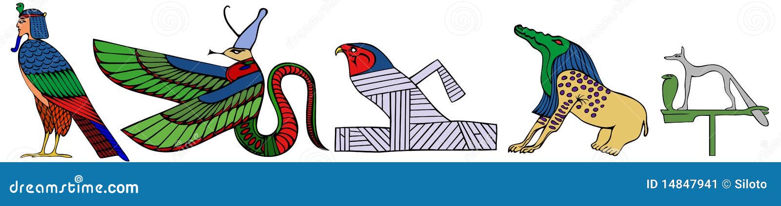 Various Demons of Ancient Egypt Stock Vector - Illustration of artwork ...