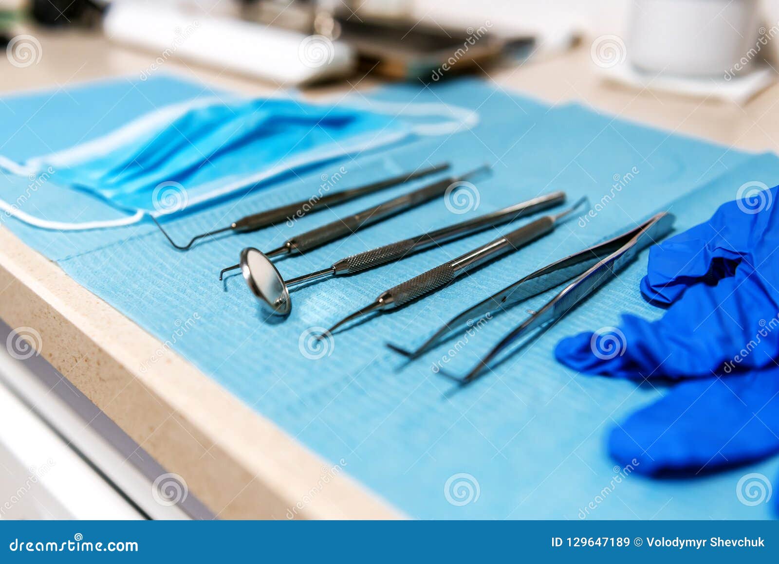 Various dental instruments stock image. Image of metal - 129647189
