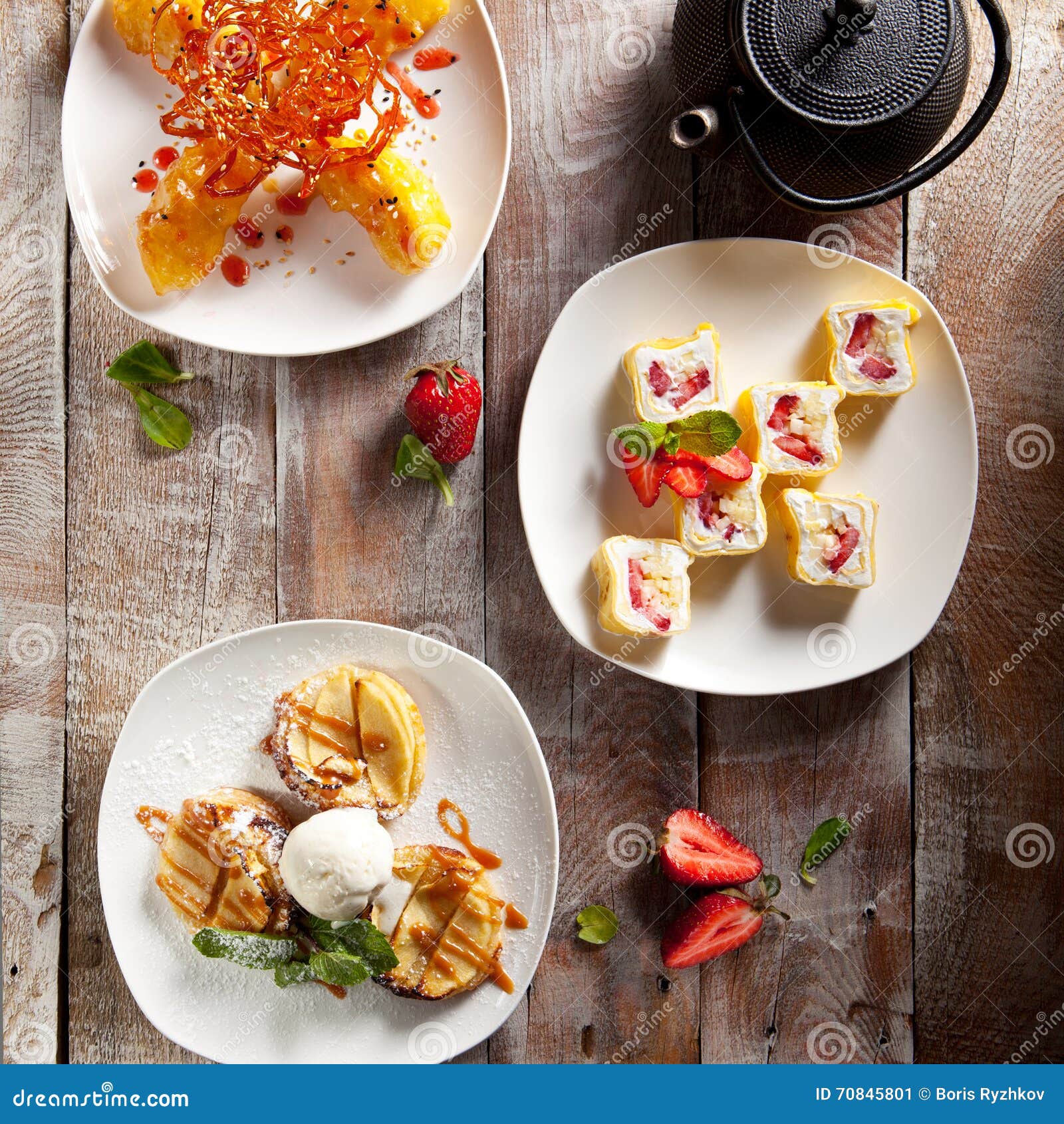 Various Dessert with Tea stock image. Image of food, rustic - 70845801
