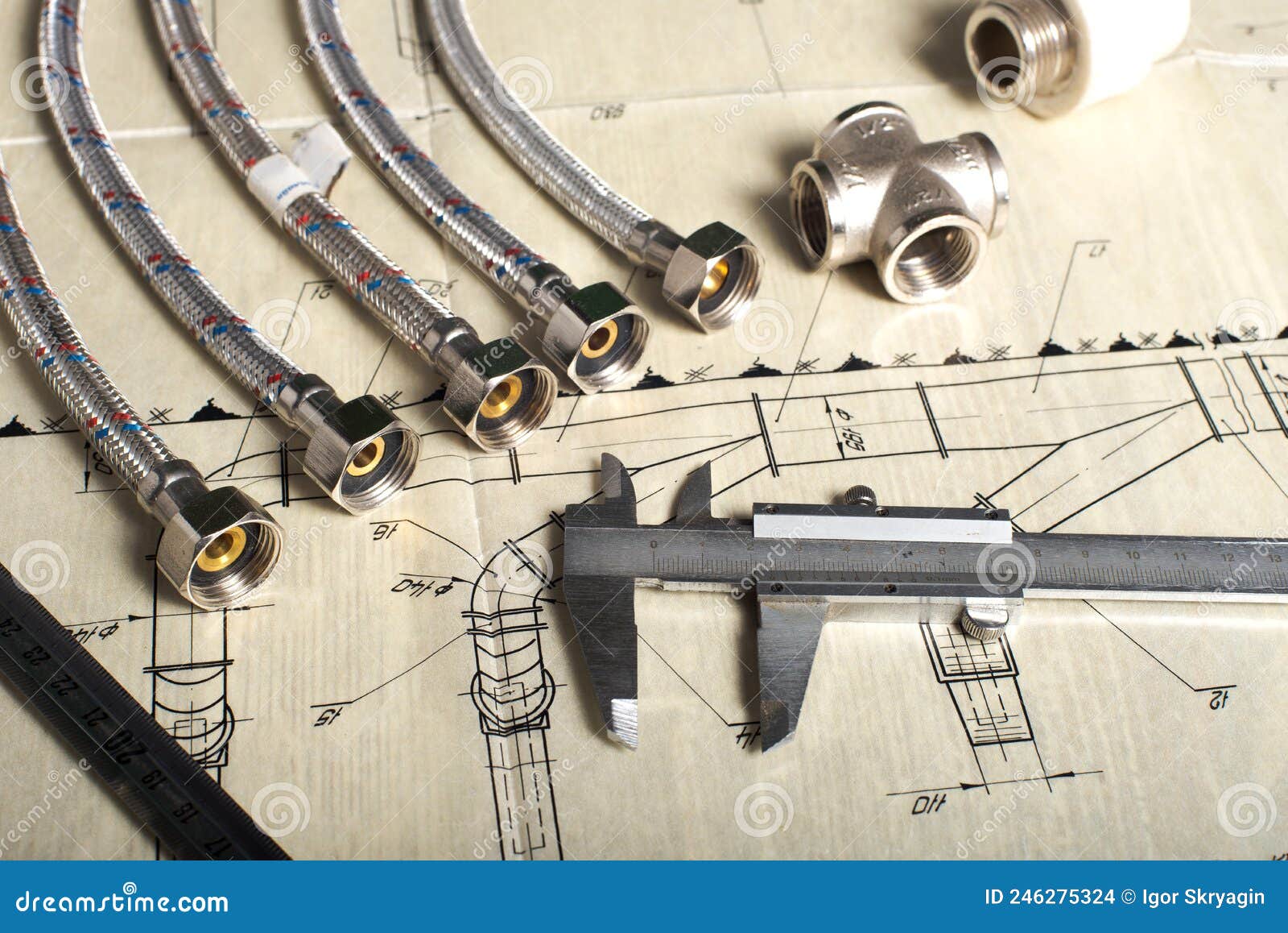 Various Details for Connection on the Drawing Stock Photo - Image of ...