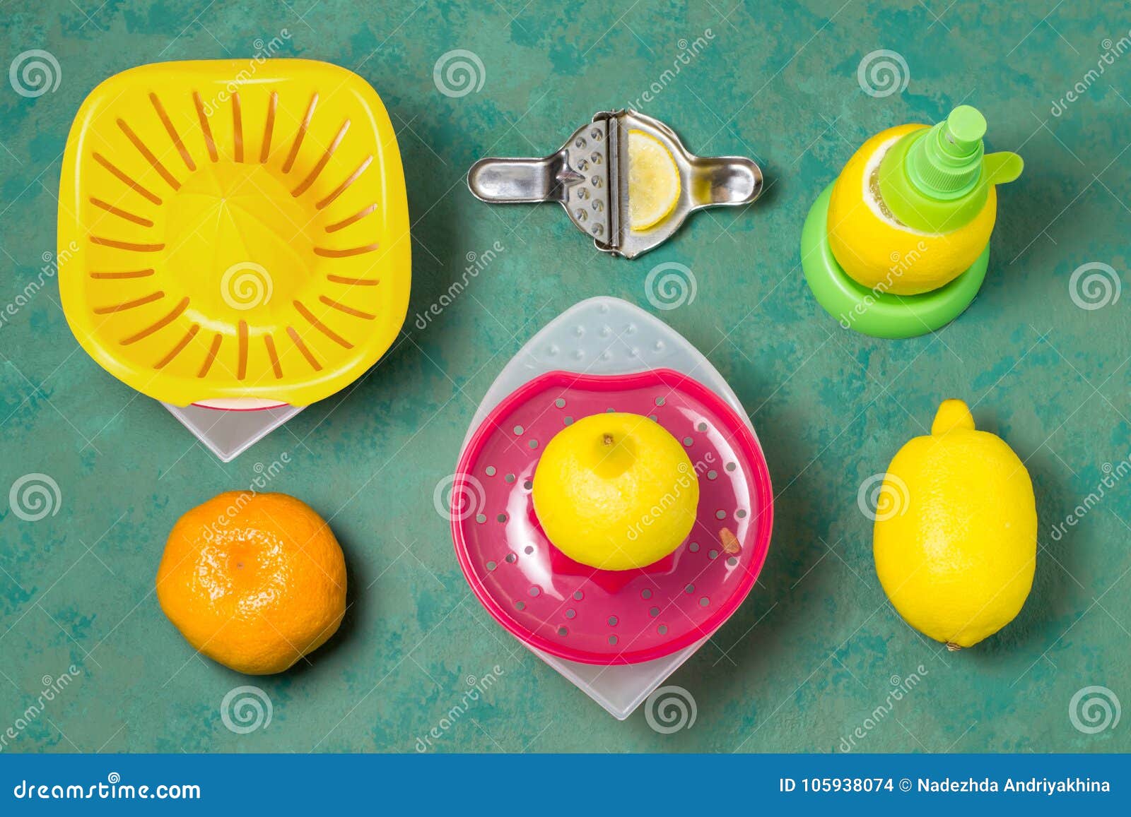Various Devices for Squeezing Juice from Citrus Stock Photo - Image of ...