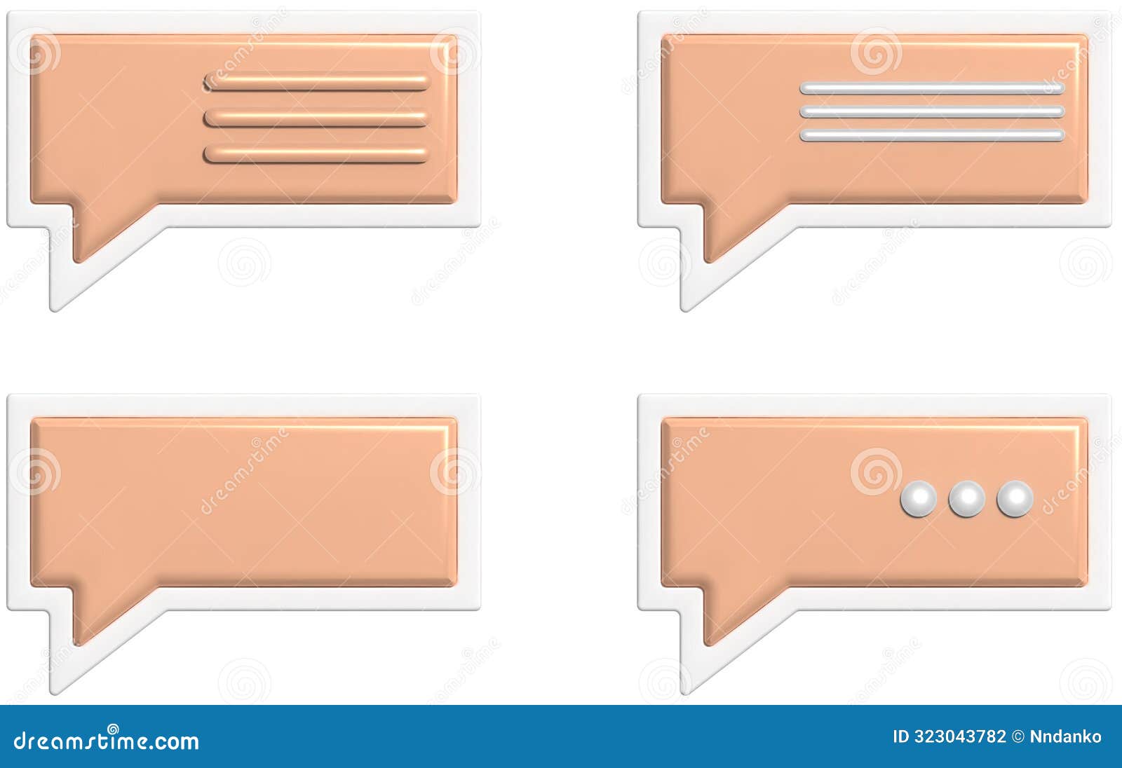 Various Dialog Shapes on Beige Background, 3D Rendering Illustration ...