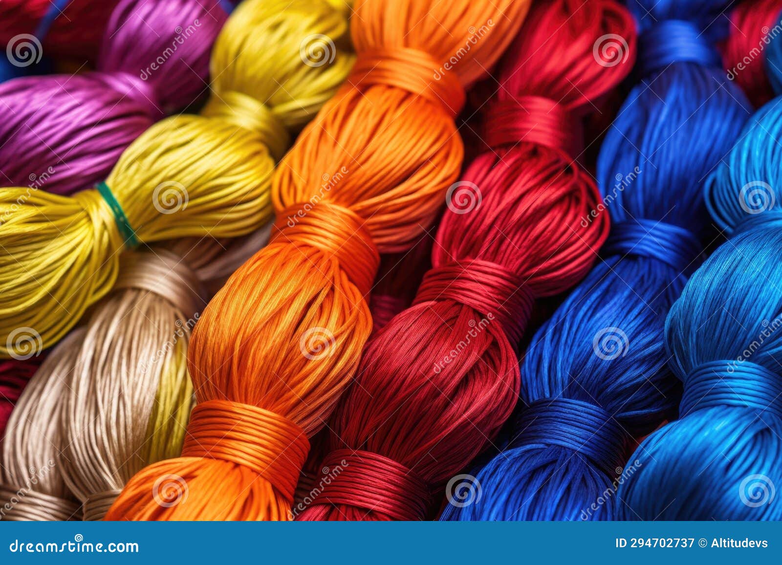 Various Different-colored Threads Intertwined into a Single Cord Stock ...