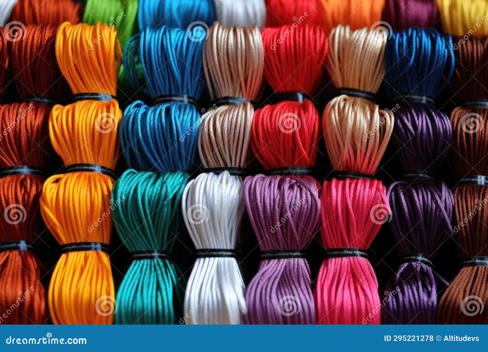 Various Different-colored Threads Intertwined into a Single Cord Stock ...