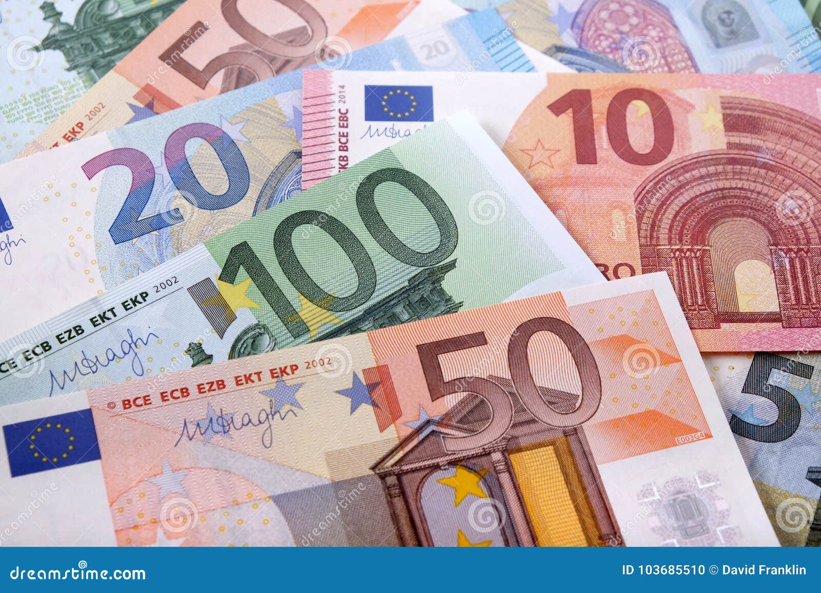 Various Different Euros Paper Currency Money Background Royalty-Free ...