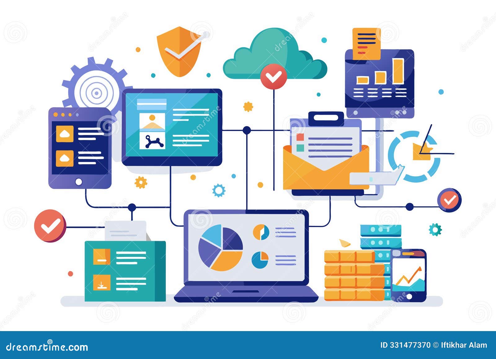 Various Digital Devices Display Data Input Activities Illustrating ...