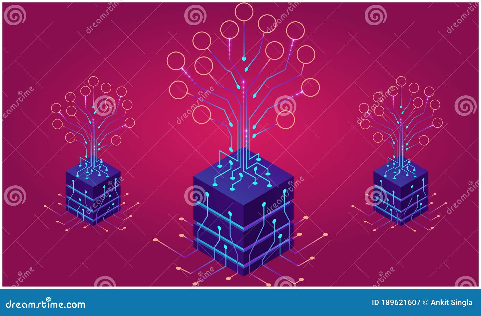 Various Digital Tree on Abstract Background Stock Vector - Illustration ...
