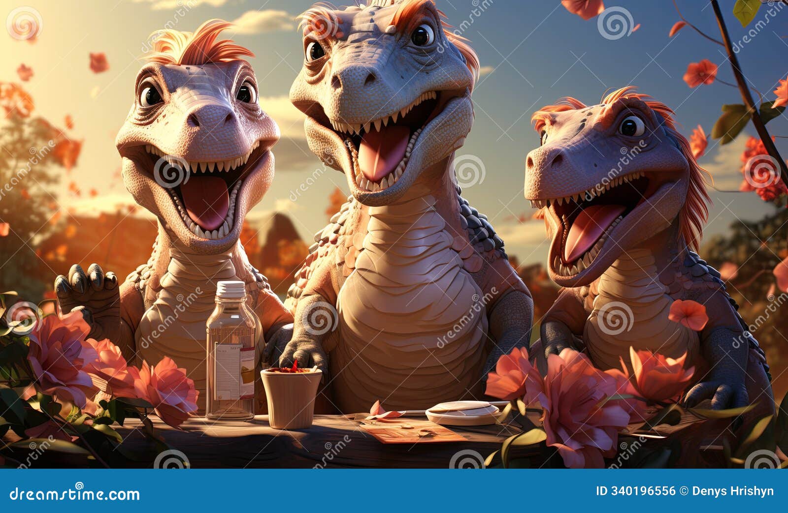 Group of Dinosaurs Standing Together Stock Photo - Image of stegosaurus ...