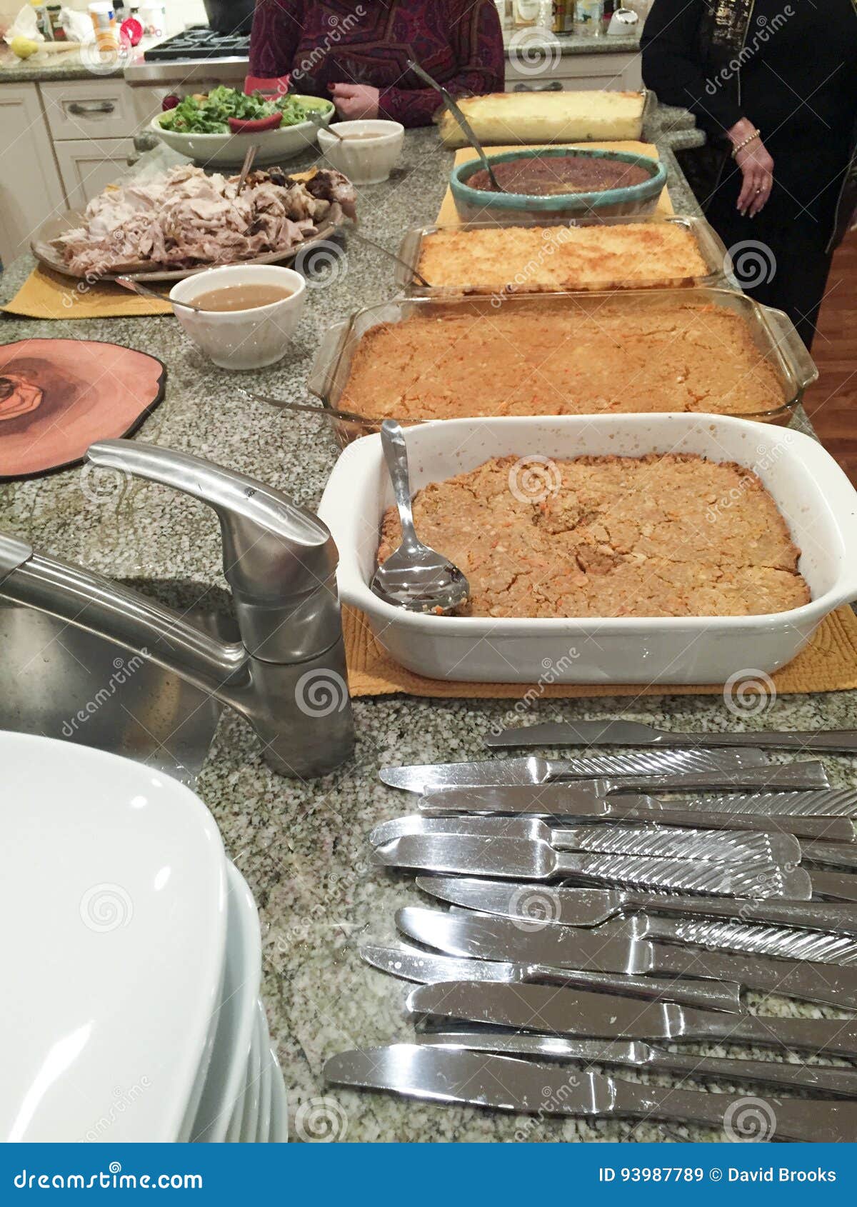 Various Dishes and Casseroles at a Thanksgiving Pot Luck Stock Image ...