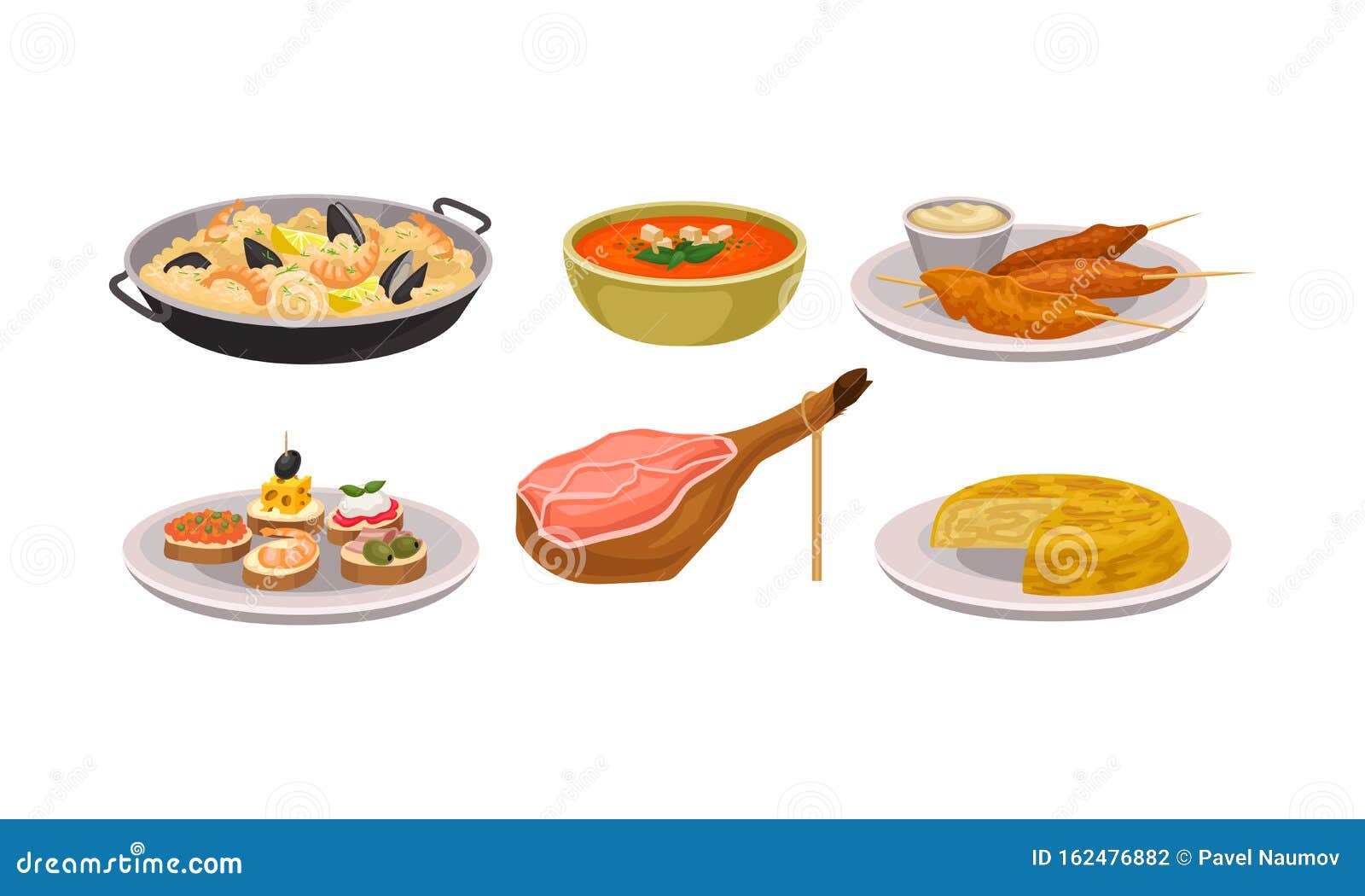 Various Dishes Served in Bowl and Plates Vector Set Stock Vector ...