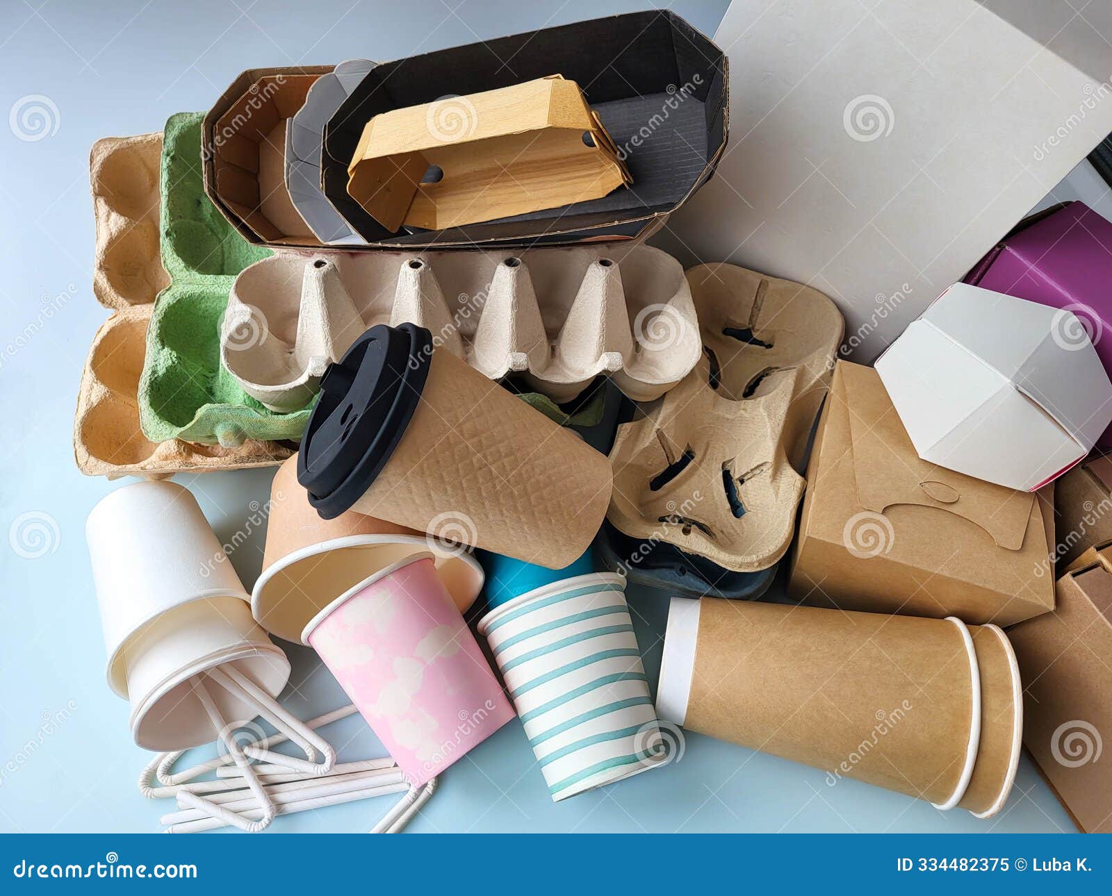 Various Disposable Cups, Egg Containers, Garbage Recycling. Stock Image ...