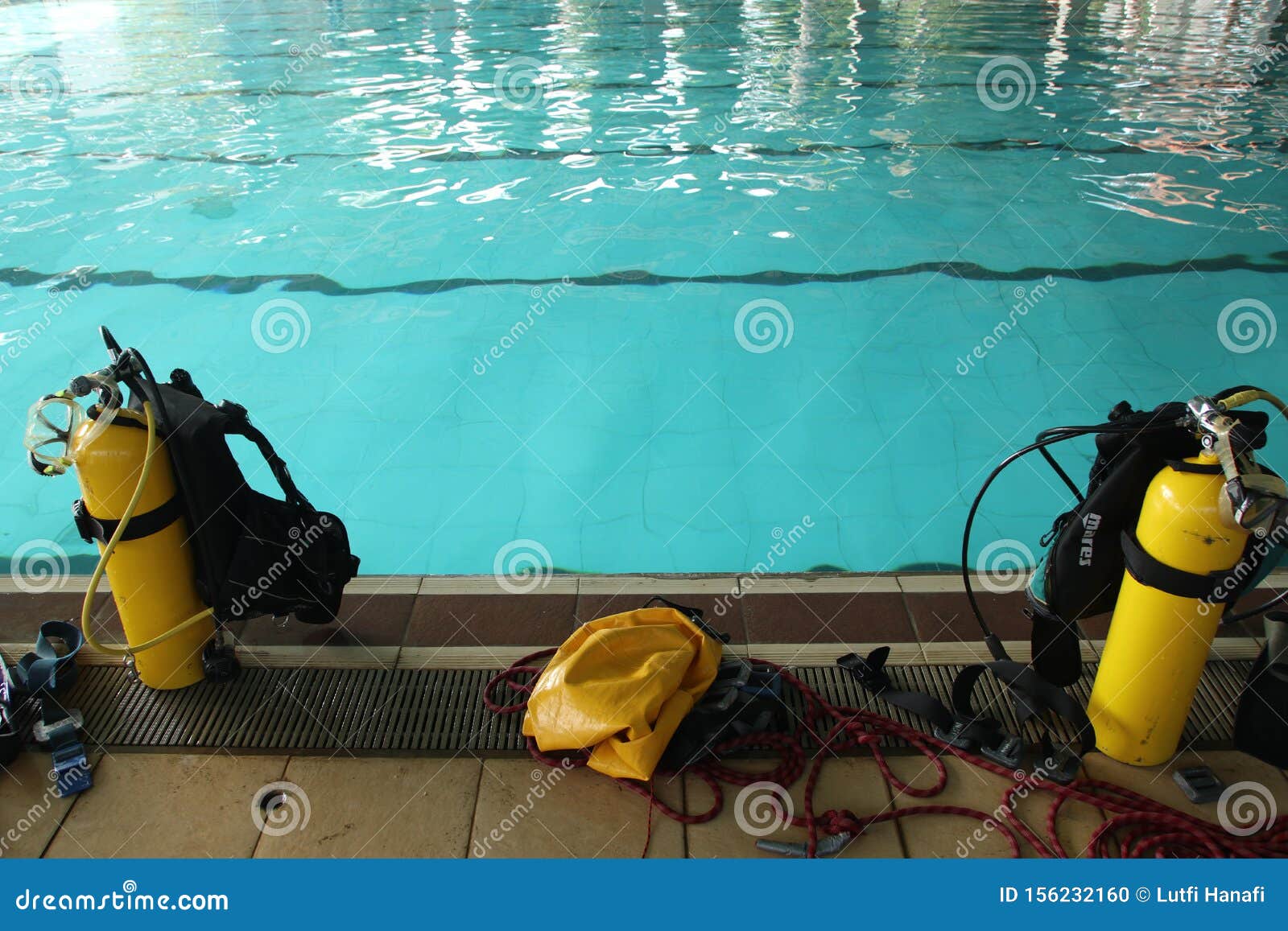 Various Diving Equipment, Which Will Be Used for Diving Practice in a ...