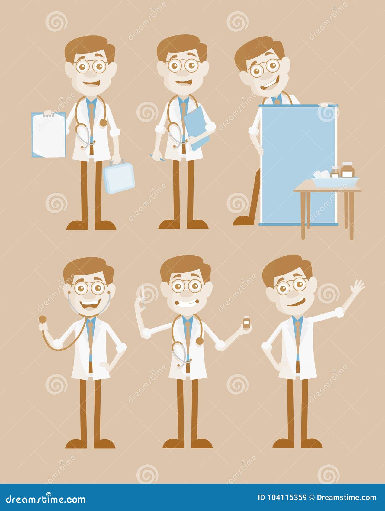 Various Doctor Poses and Concepts Vector Stock Vector - Illustration of ...