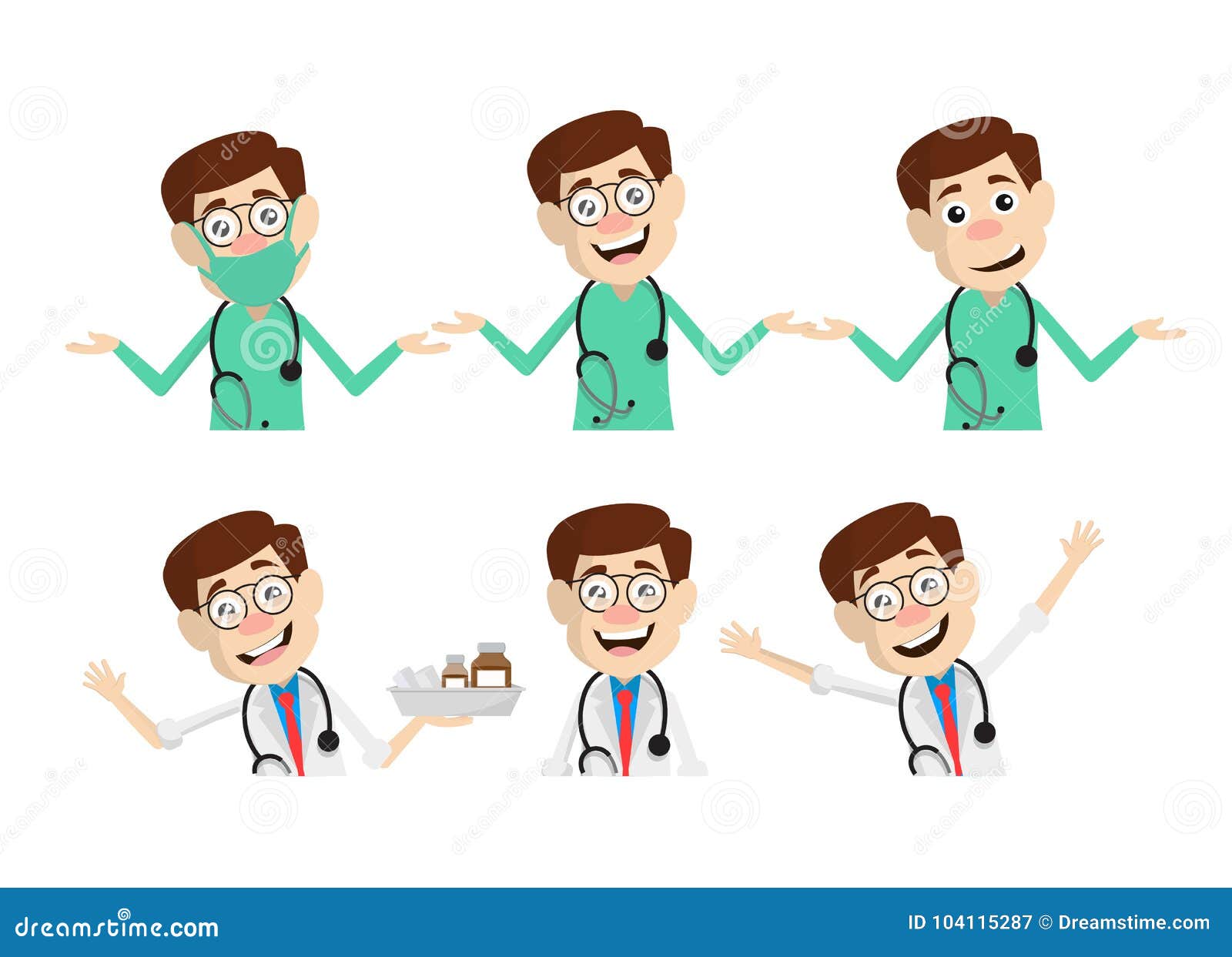 Various Doctor Poses and Gesture Vector Set Stock Vector - Illustration ...