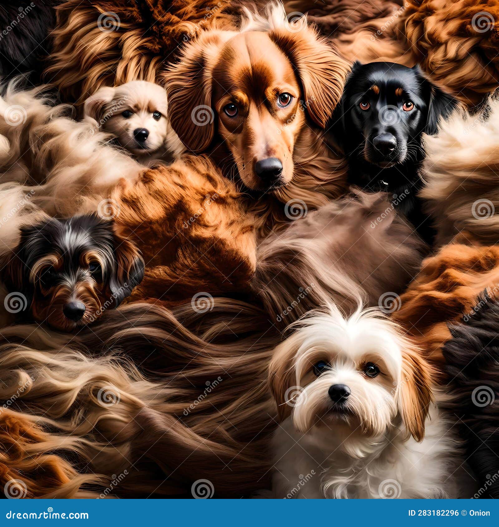 Various Dog Breed Together - Ai Generated Image Stock Illustration ...