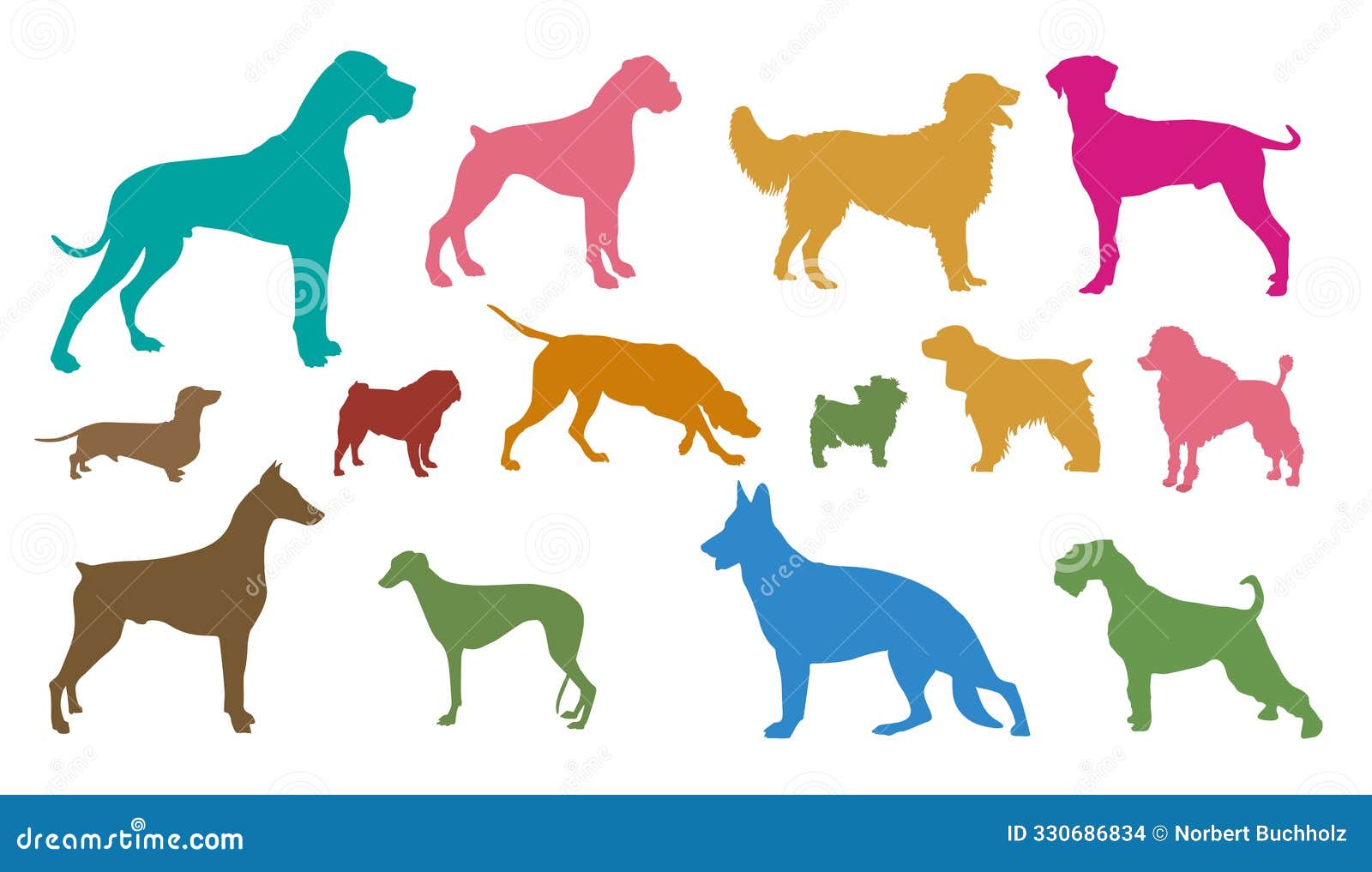 Various Dog Breeds Cutout Illustration Stock Illustration ...