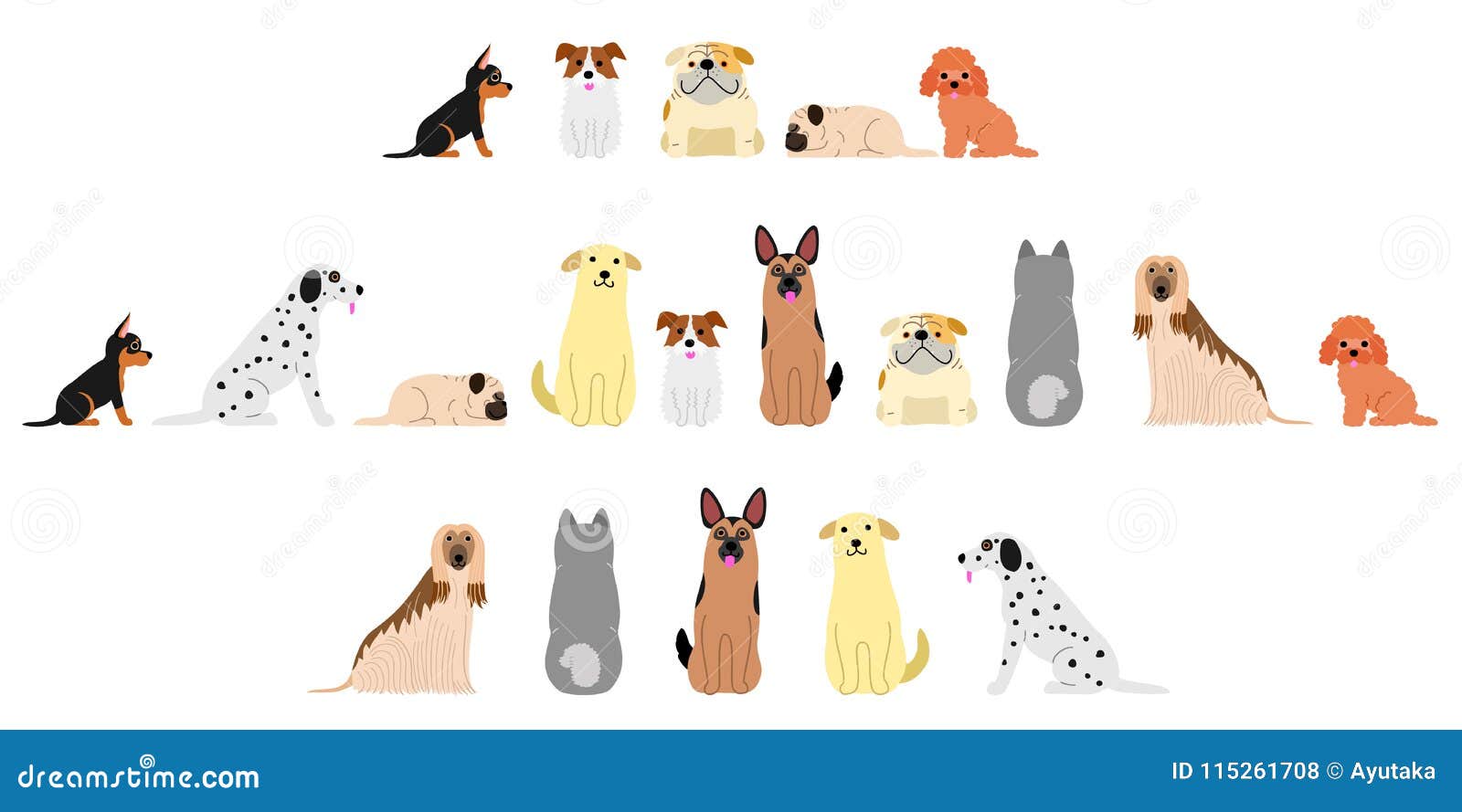 Various dogs border set1 stock vector. Illustration of banner - 115261708